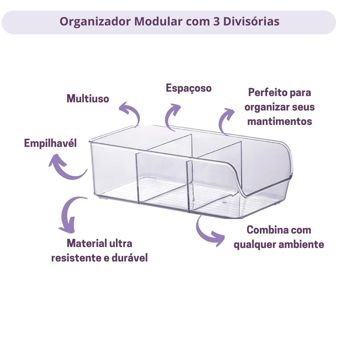 Organizador Modular com 3 Divisórias de Acrílico Multiuso 28cm ...