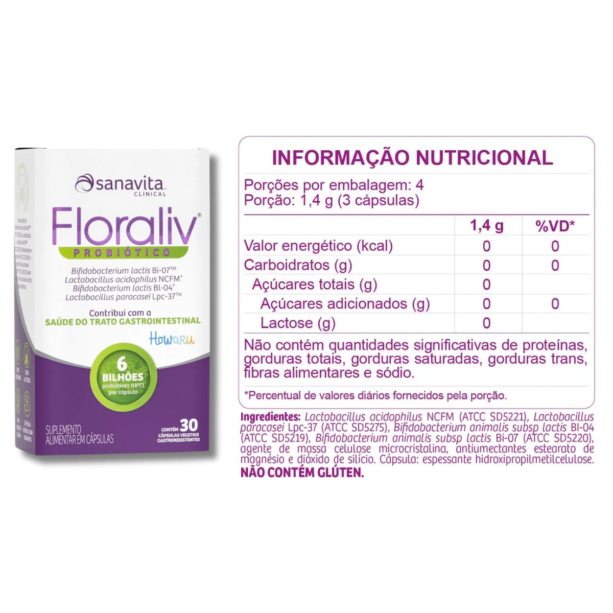 Floraliv Probiótico 30 cápsulas - Sanavita | Nutrione Suplementos ...