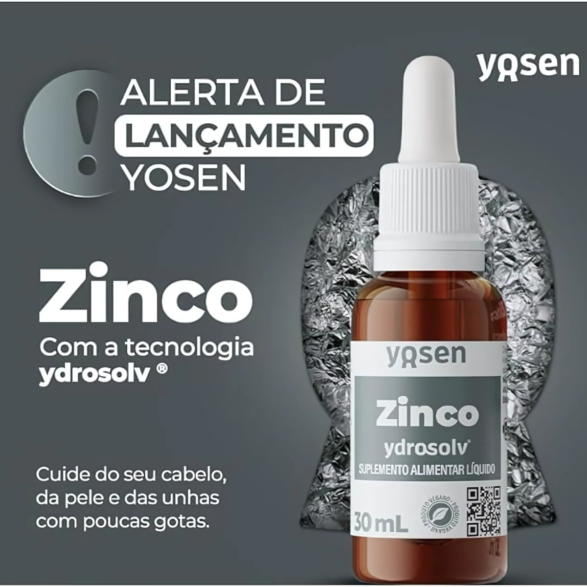 Zinco Ydrosolv 30ml - Yosen | Nutrione Suplementos - Nutrione Suplementos