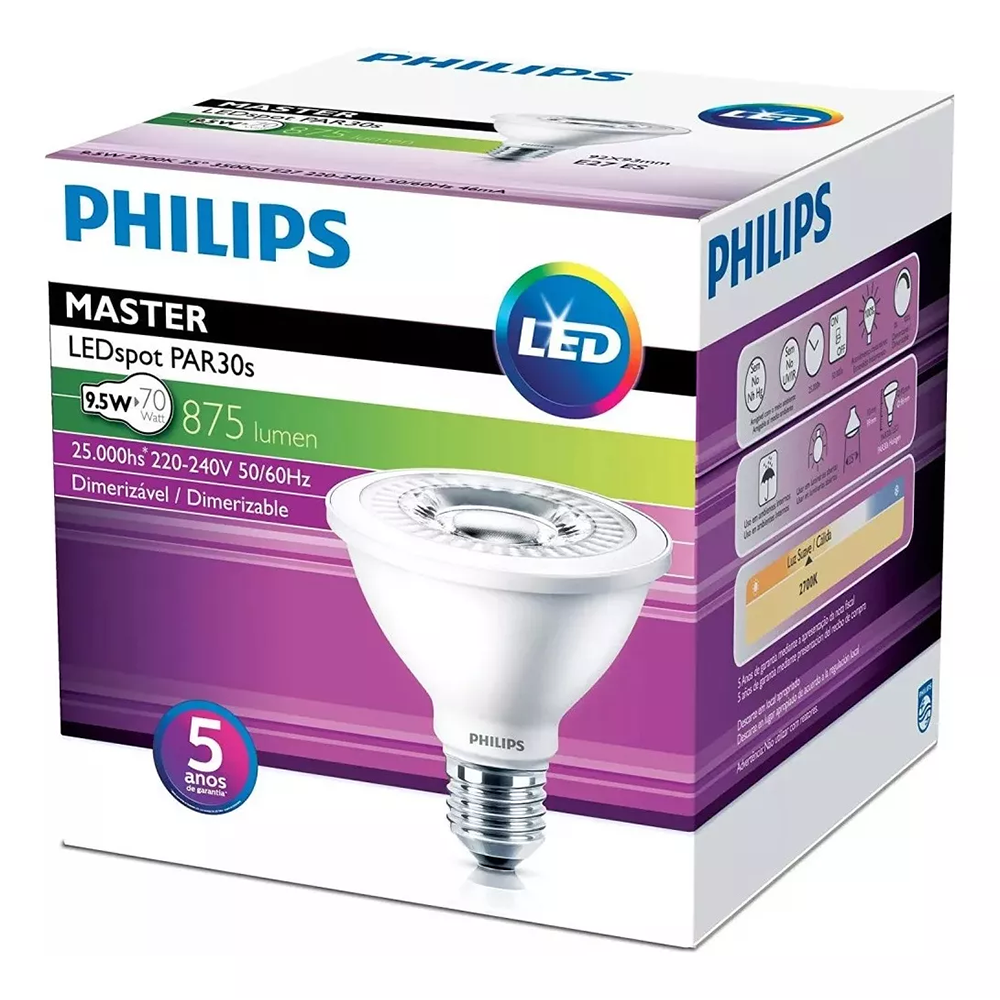 LÂMPADA DE LED PAR30 9,5W DIMERIZÁVEL 220V 2700K PHILIPS - Jobell ...