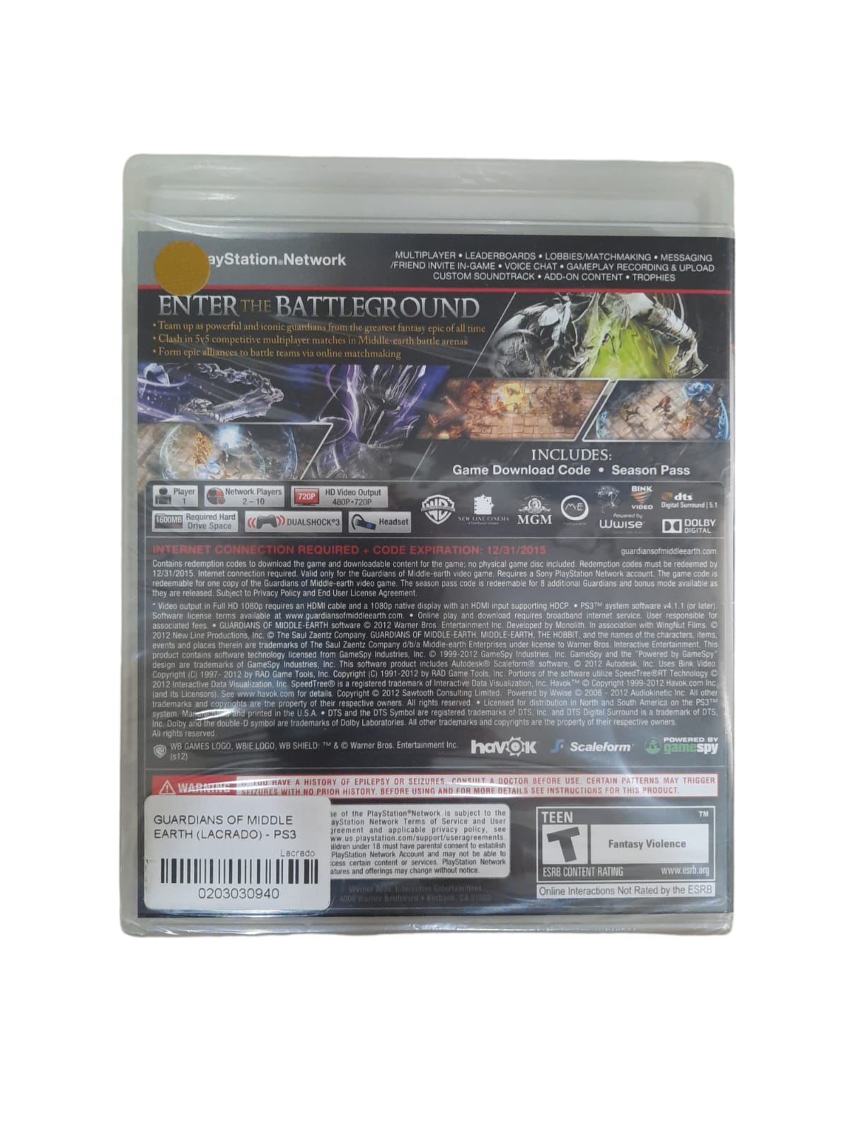 GUARDIANS MIDDLE EARTH - NOVO - PS3 - World Colecionáveis