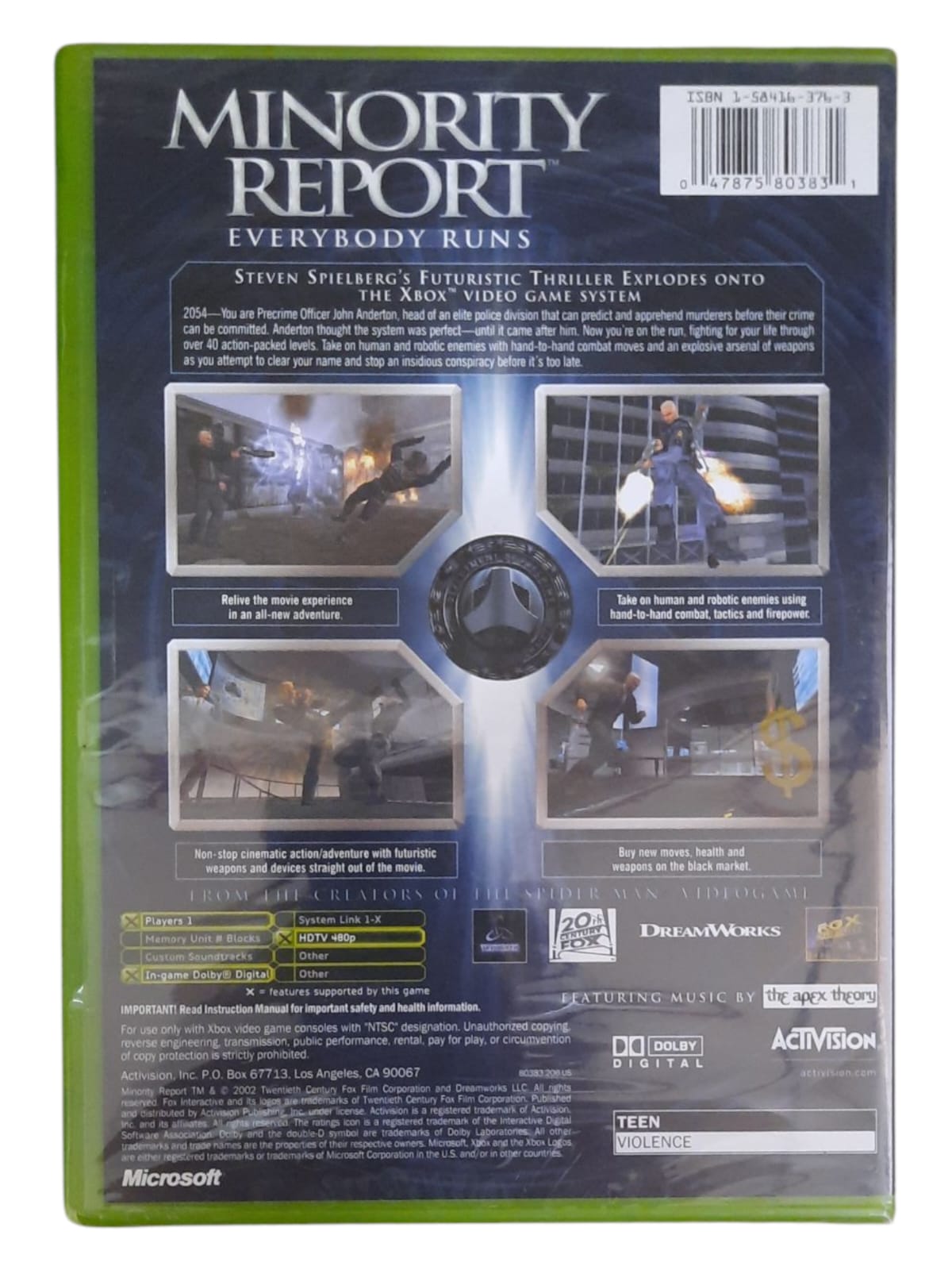 MINORITY REPORT - NOVO - XBOX CLASSICO - World Colecionáveis
