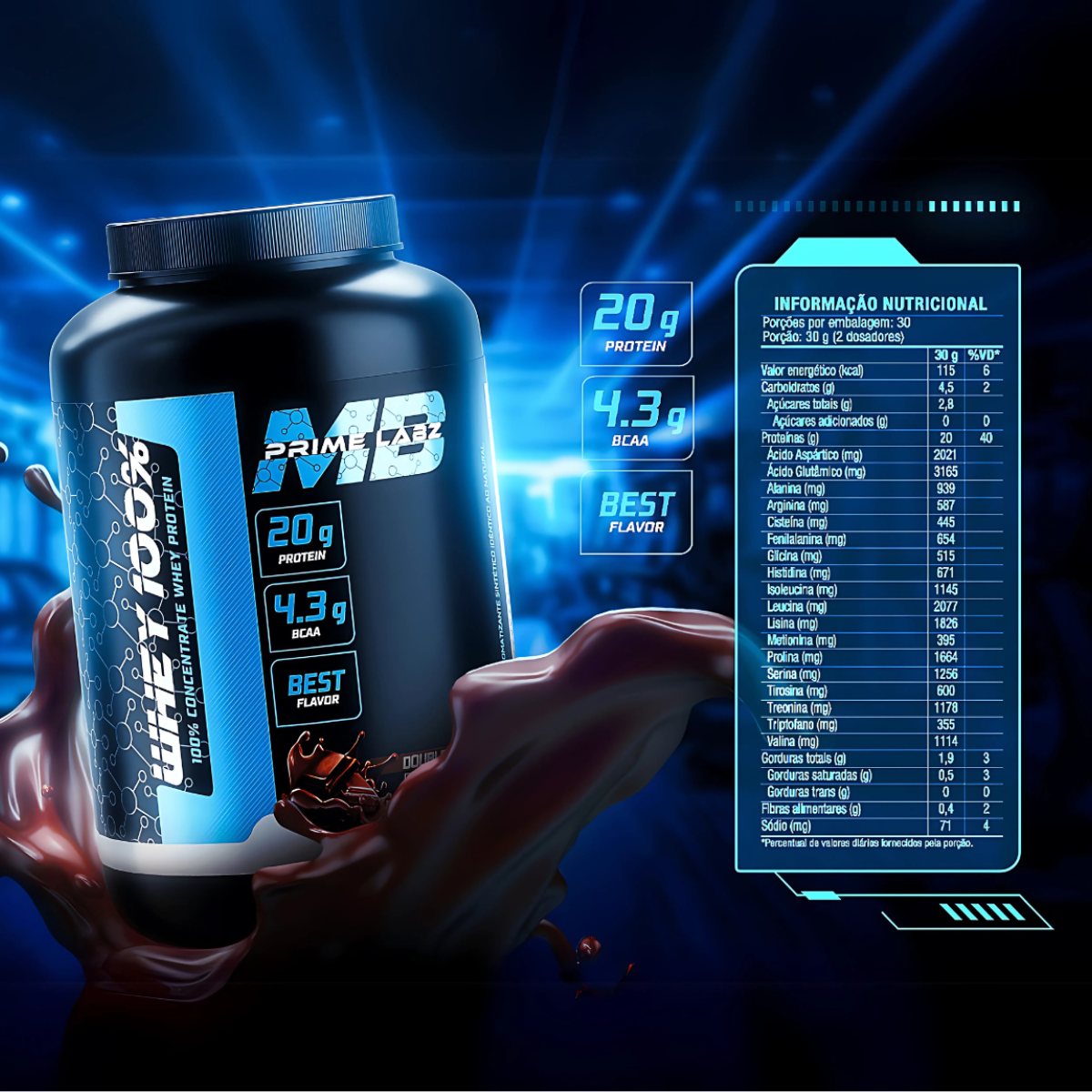 Whey 100% Concentrado - MB Prime Labz - 900g - www.starfitmegastore.com.br
