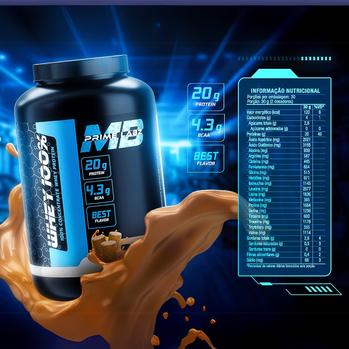 Whey 100% Concentrado - MB Prime Labz - 900g - www.starfitmegastore.com.br