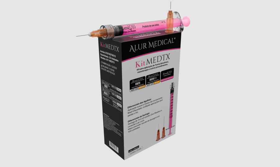Kit Medtx - agulha de aplicação 34g + agulha de aspiração 25g + seringa ...