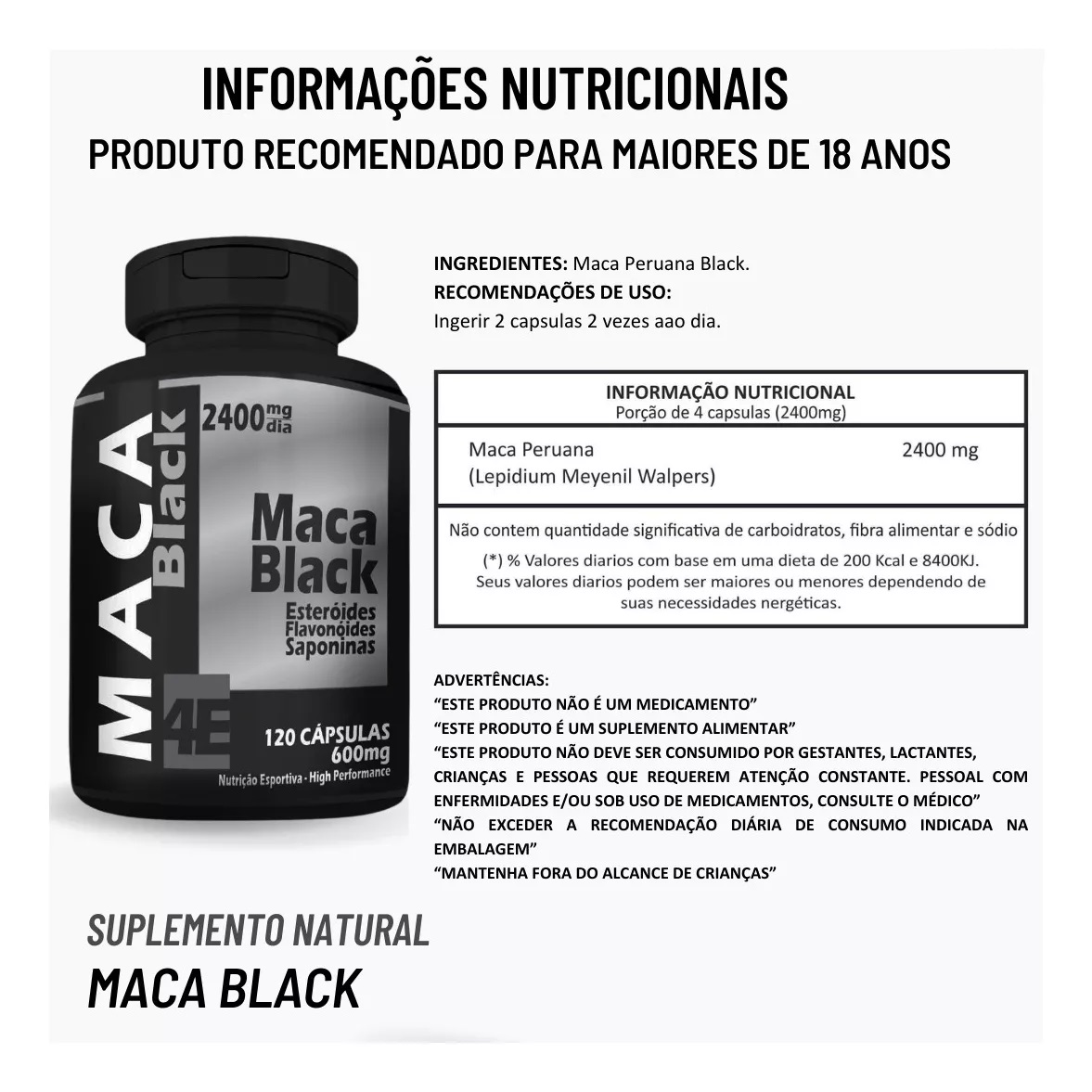 Nutricenter | Maca Peruana Black 600Mg 60 Cápsulas - 4 Elementos ...