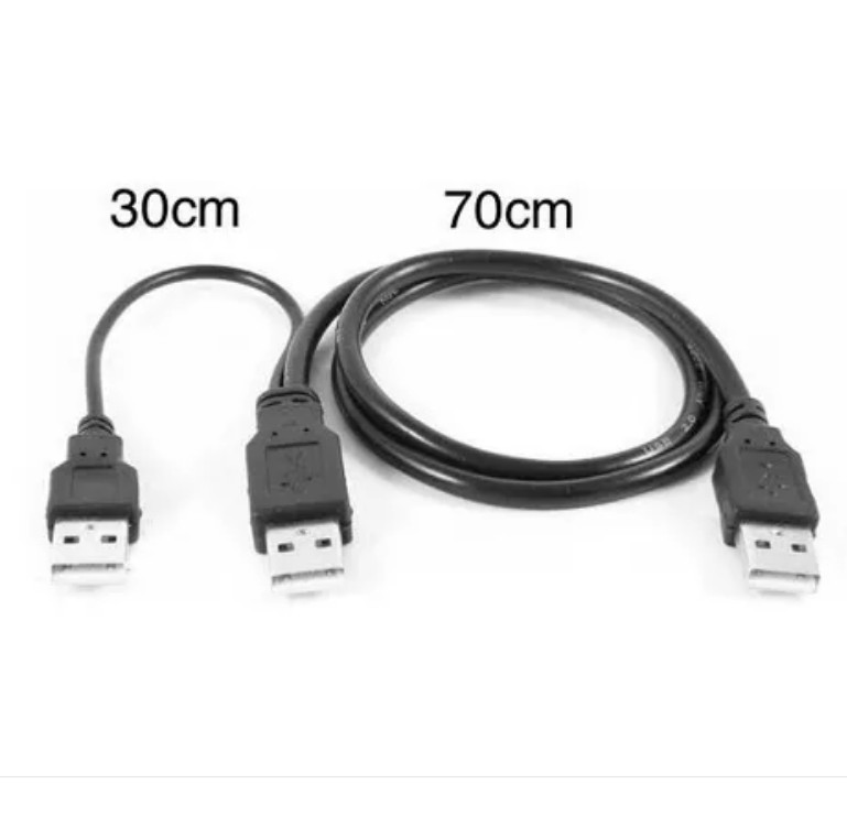 CABO USB 2.0 P/ HD EXTERNO MACHO X 2 USB MACHO - M. I. DISTRIBUIDORA