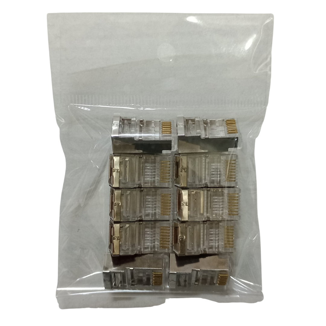 CONECTOR RJ45 CAT6 MACHO BLINDADO C/ 10 UN - M. I. DISTRIBUIDORA