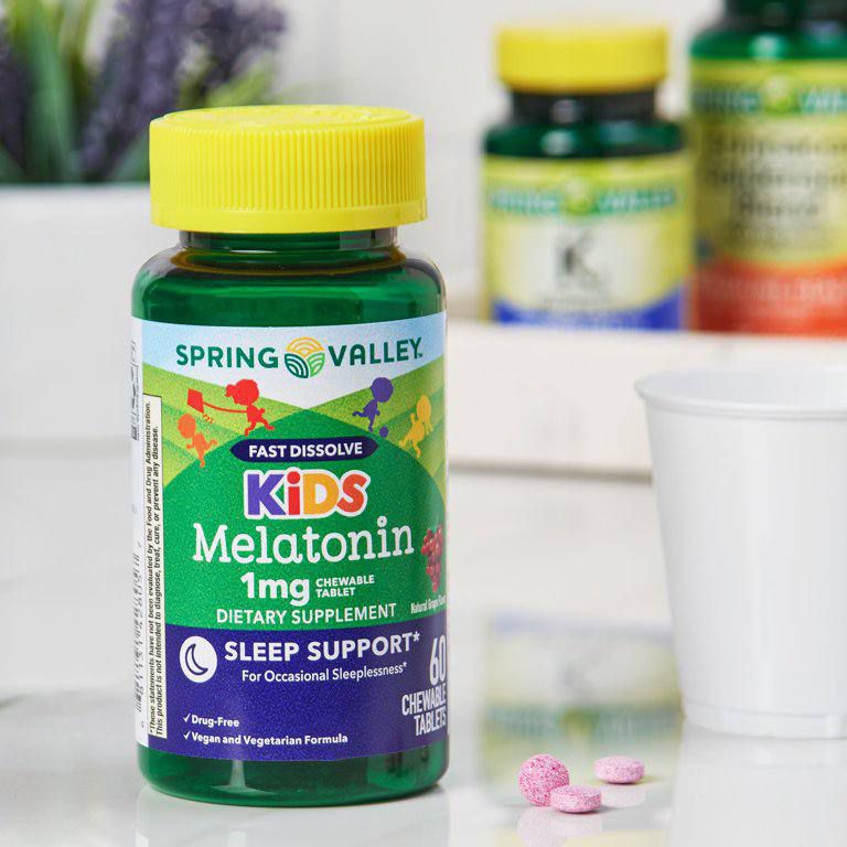 Melatonina Kids 1mg 60 Cápsulas - Spring Valley, Melatonina Infantil ...