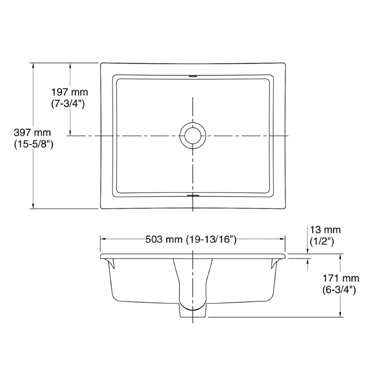 Cuba de Embutir Retangular Caxton 448X334MM Kohler - Cia du Banho ...
