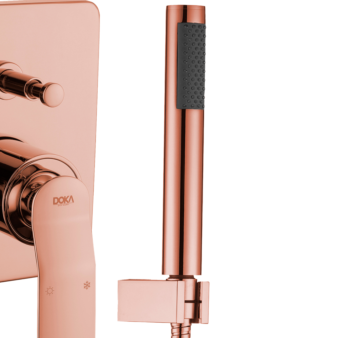 Doka Acabamento Monocomando para Ducha com Desviador Rainbow Rose Gold ...