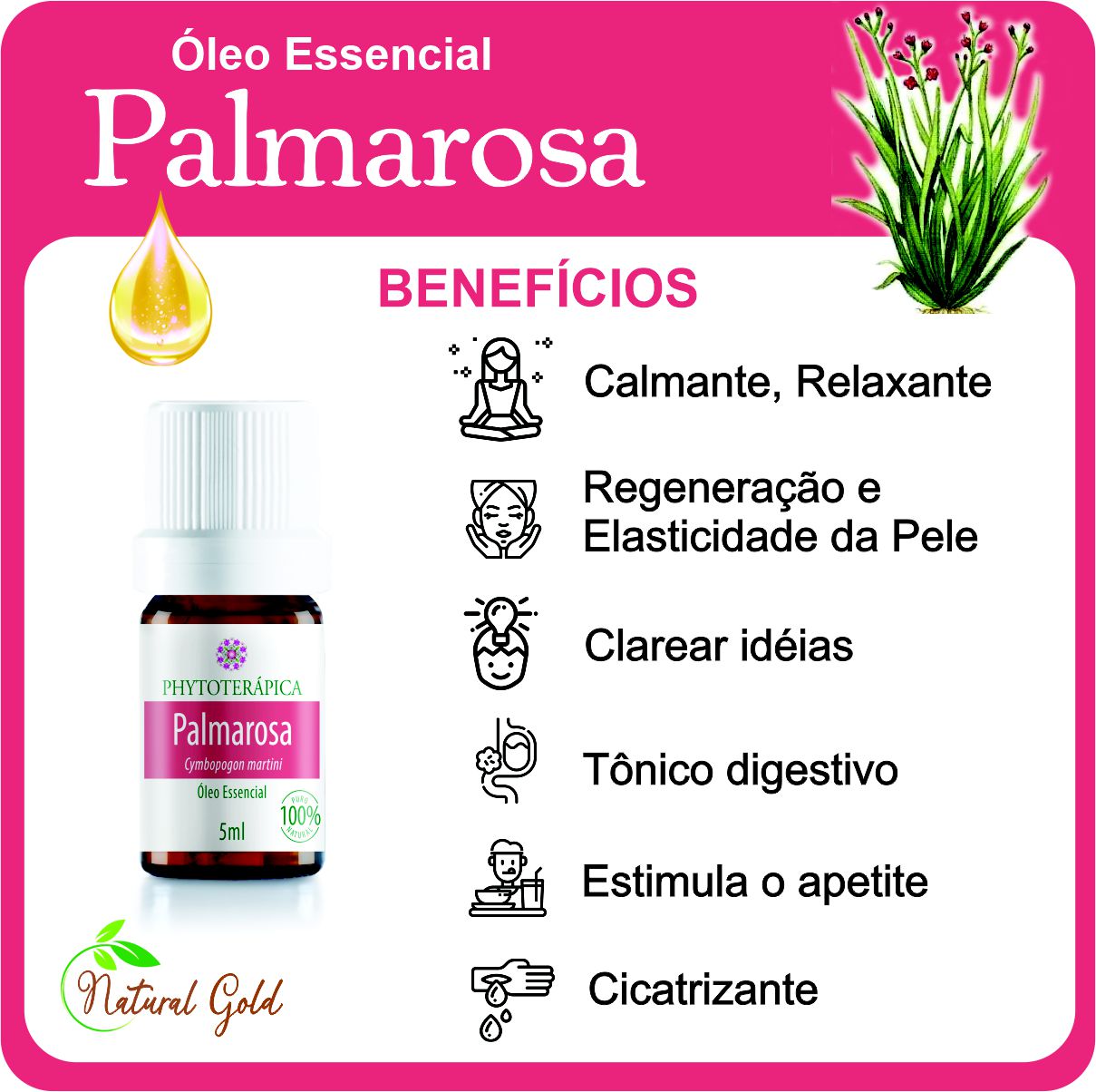 Óleo Essencial Palmarosa | 100% Puro e Natural | Loja Vitadd - Vitadd ...