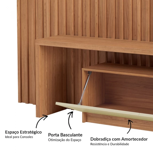 Rack com Painel para TV até 75" Polegadas 223cm MDF Freijó Off White - ClickCasa | Loja Online ...