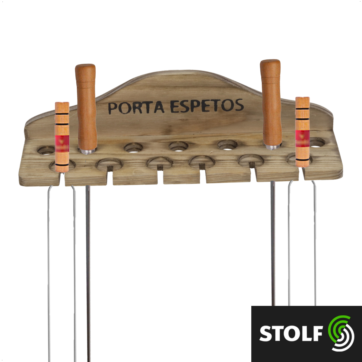 Porta Espeto de Madeira Rústico para 13 Espetos De Parede - Tagata Store