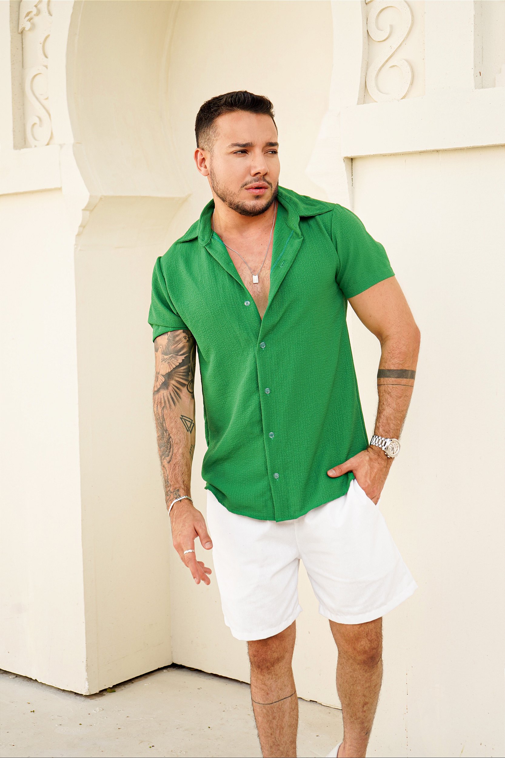 Camisa Texturizada Verde - Dennis Beumont