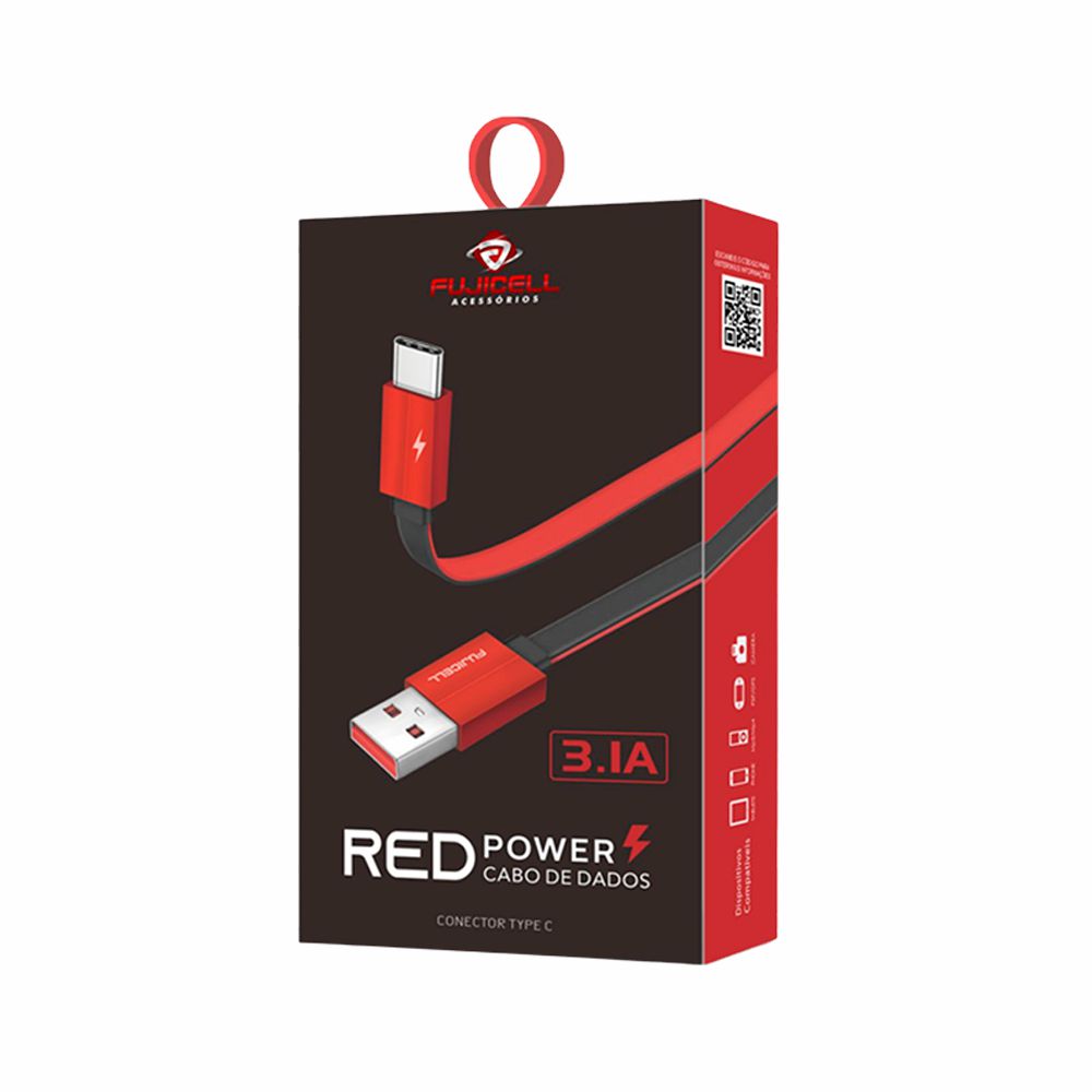 Cabo Red Power -1m - Usb /Type C - Fujicell - Fujicell Acessórios