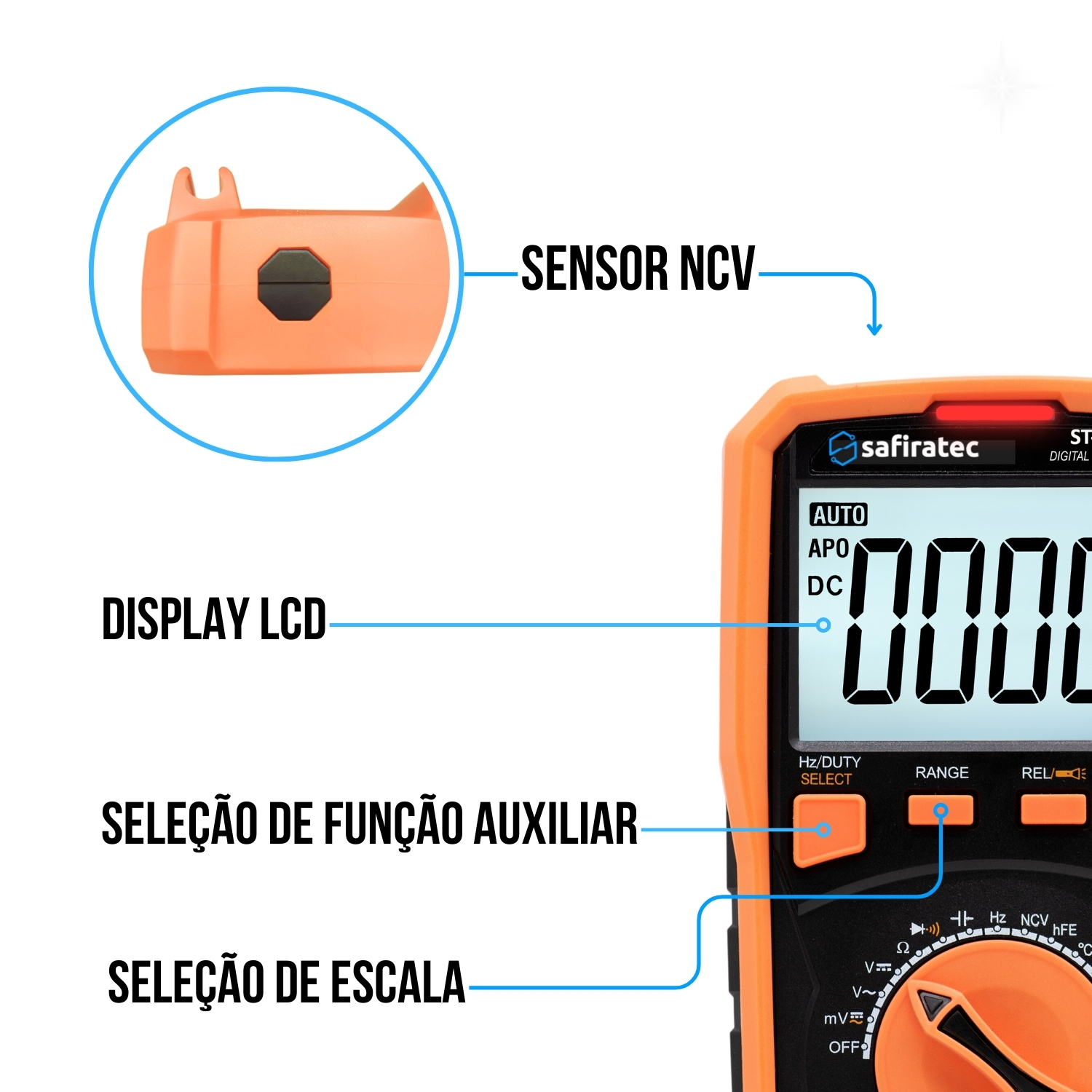 Multímetro Digital True Rms Auto Range Capacitor Temperatura ST-2090 ...