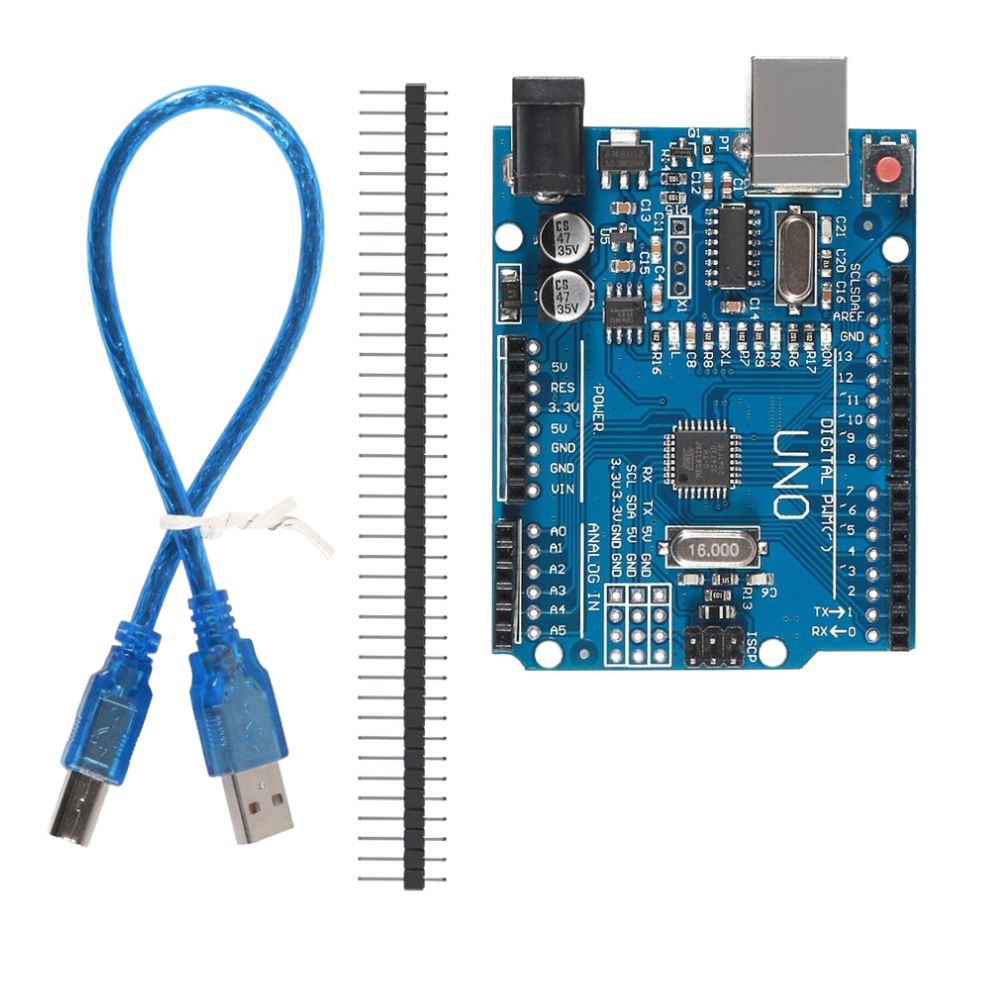 Kit Placa Uno R3 CH340 Compatível c/ Arduino + Cabo e Fonte - Safira Tecnologia