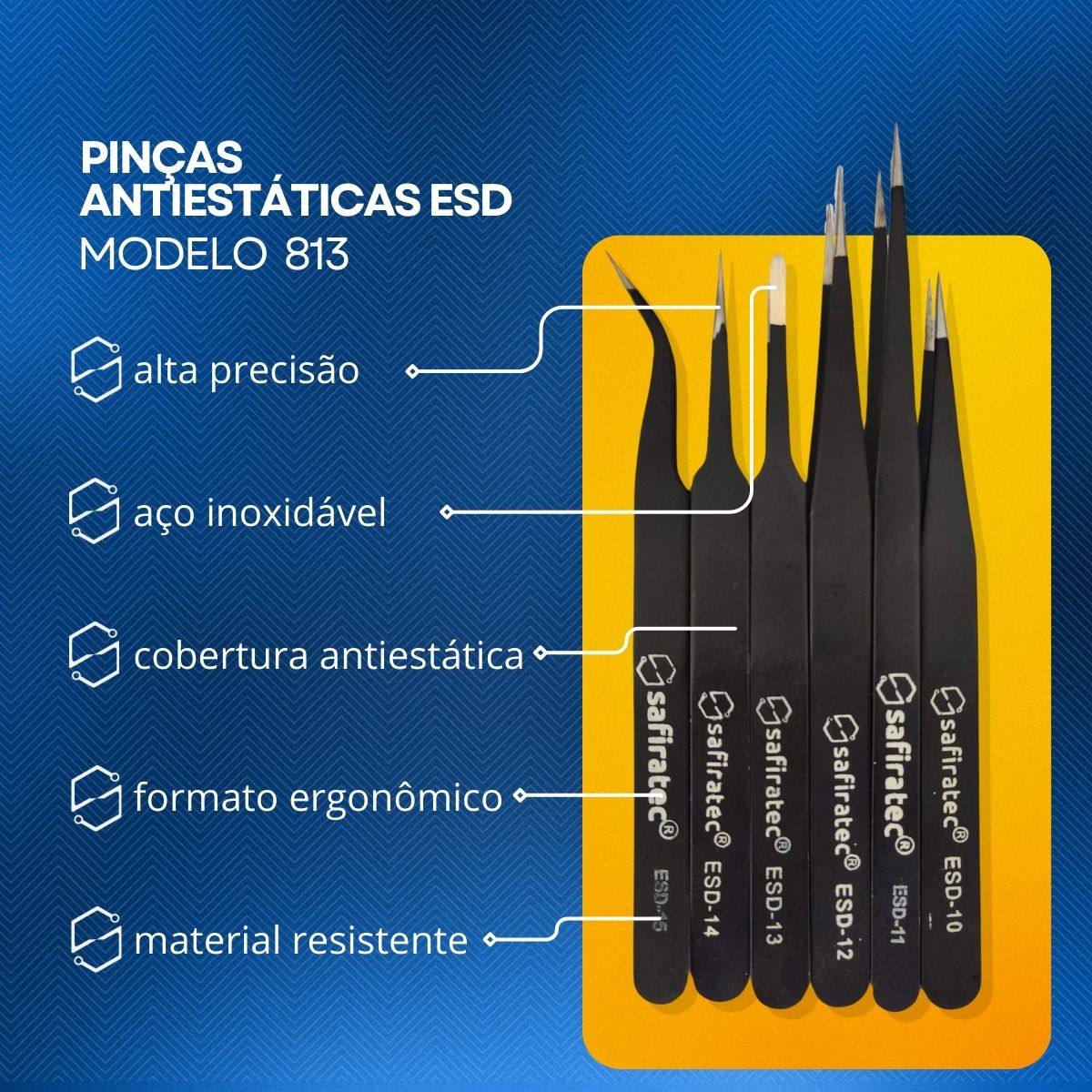 Kit Pinças Antiestáticas ESD + Alicate de Corte Diagonal de Precisão ...