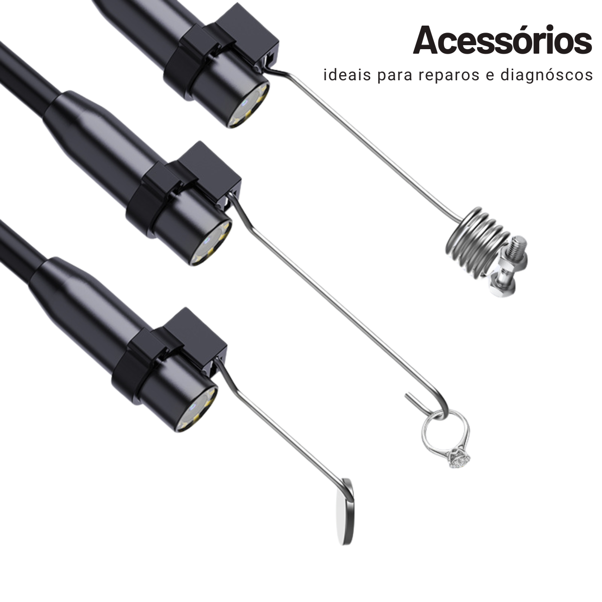 Endoscópio Boroscópio Industrial Automotivo C30 Tela IPS 4.3 8mm 1m ...