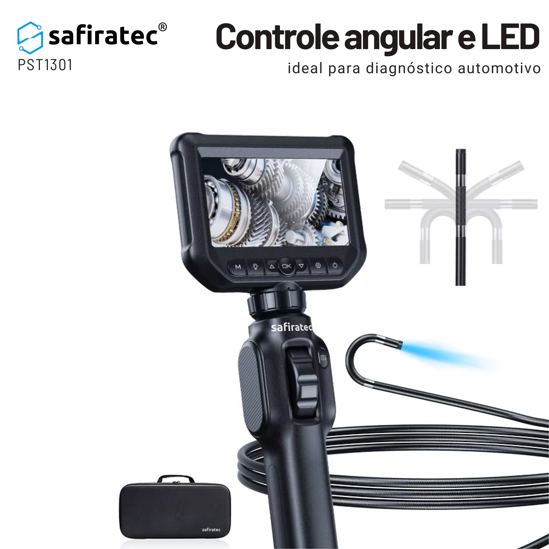 Endoscópio Boroscópio Industrial Automotivo Full HD 8mm 2 Metros 360º ...