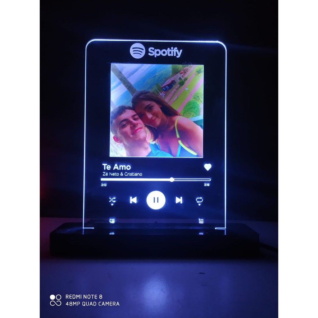 Luminária de Led Spotify Colorido RGB 16 cores Personalizado Dia Dos ...