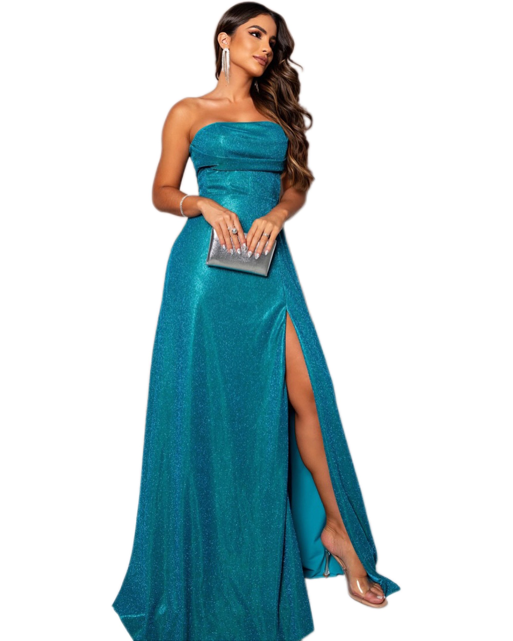 Vestido Longo Lurex Tomara que Caia com Drapeado no Busto - Vestidos de ...