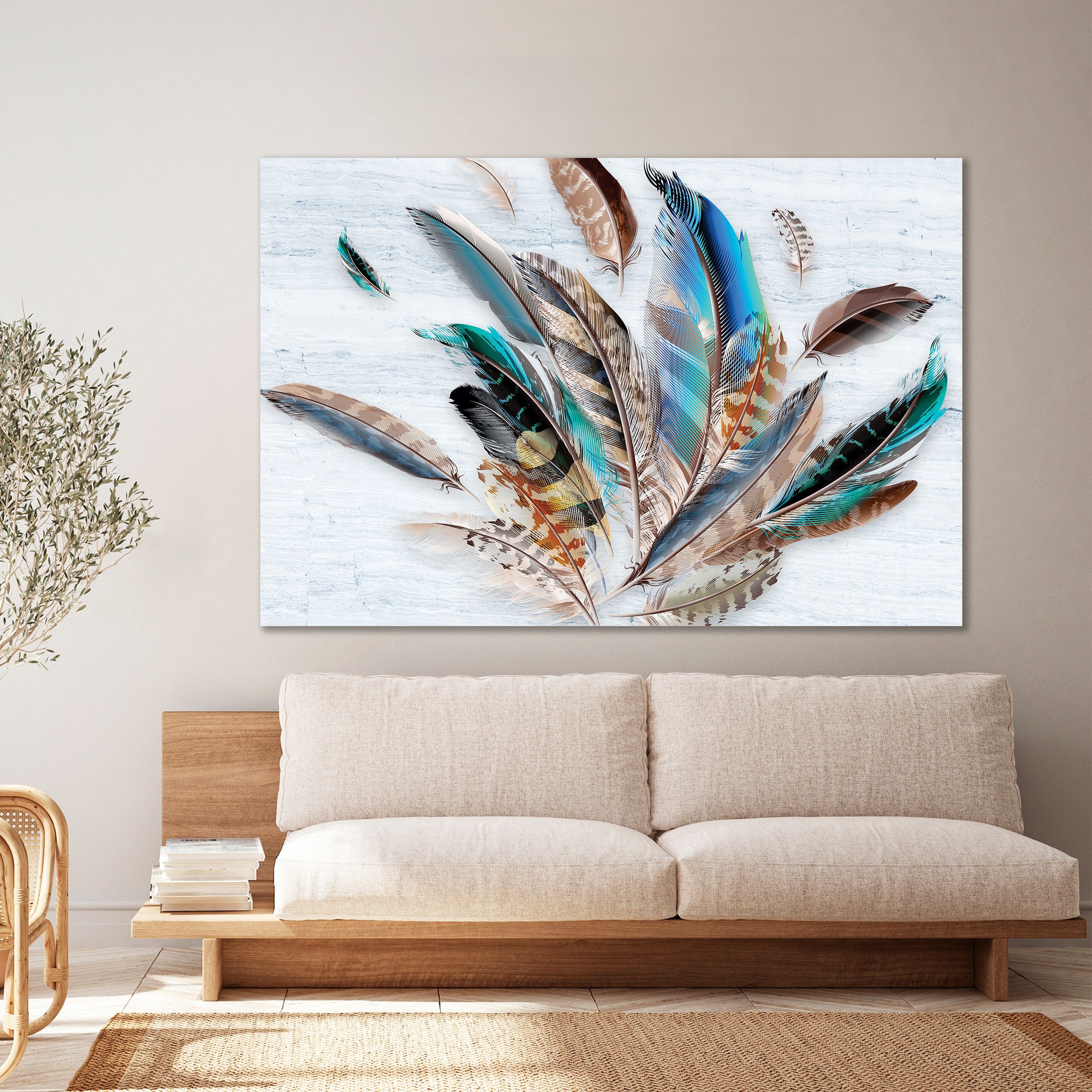 Quadro Decorativo Canvas Penas Coloridas Pequenas e Grandes - Estilo ...