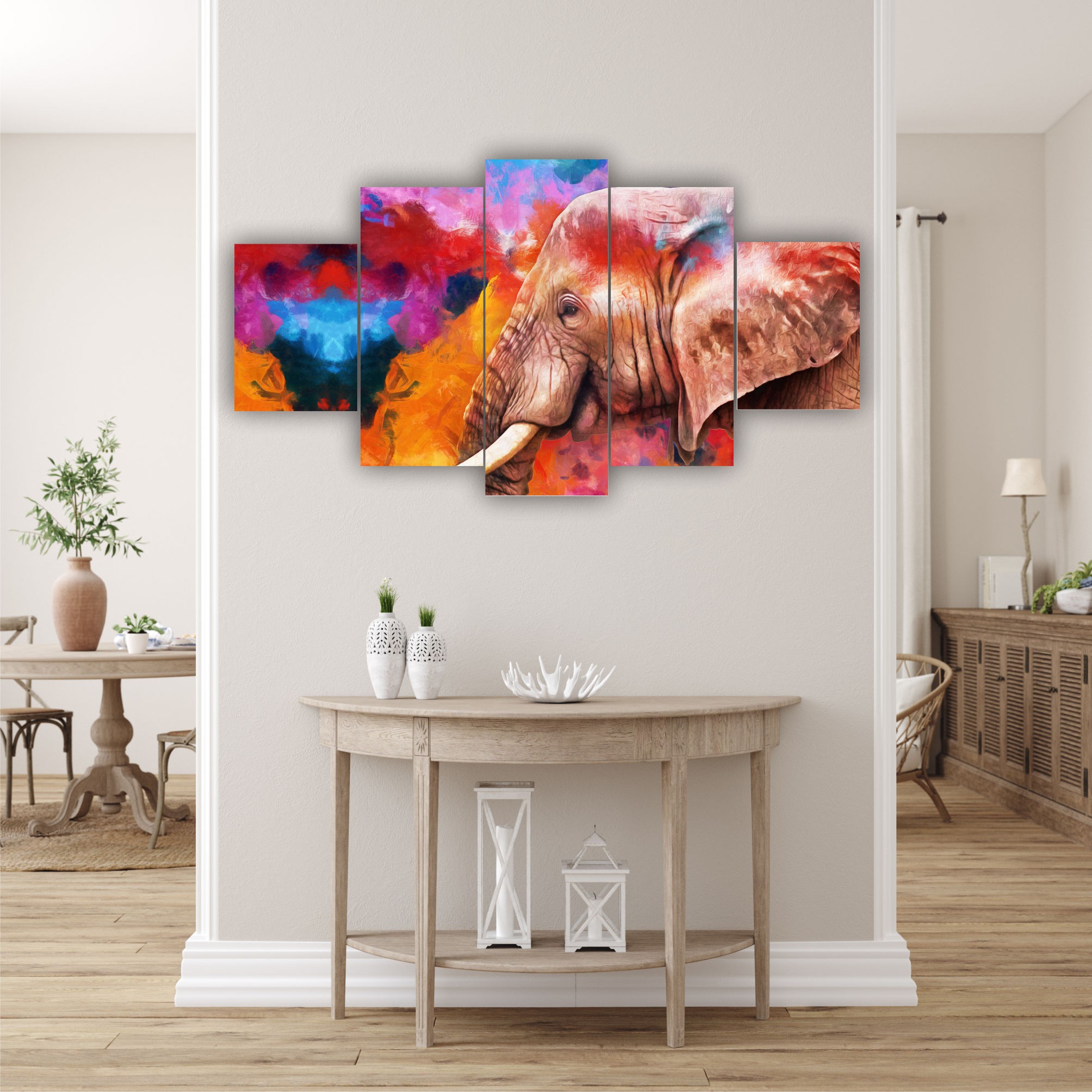 Quadros Decorativos Abstrato Elefante Colorido Animal Selvagem - Estilo ...