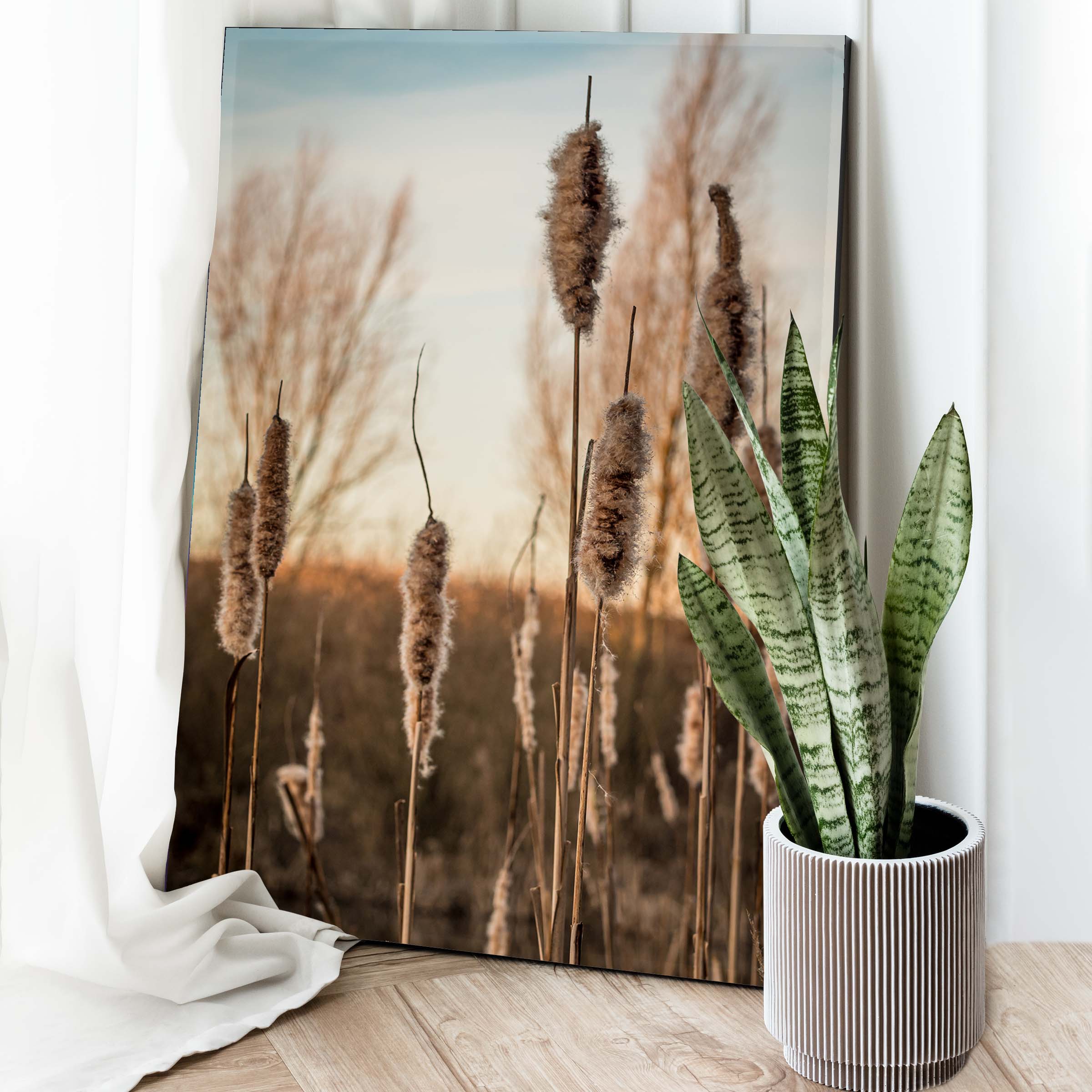 Quadro Decorativo Canvas Paisagem Capim dos Pampas Vertical - Estilo ...