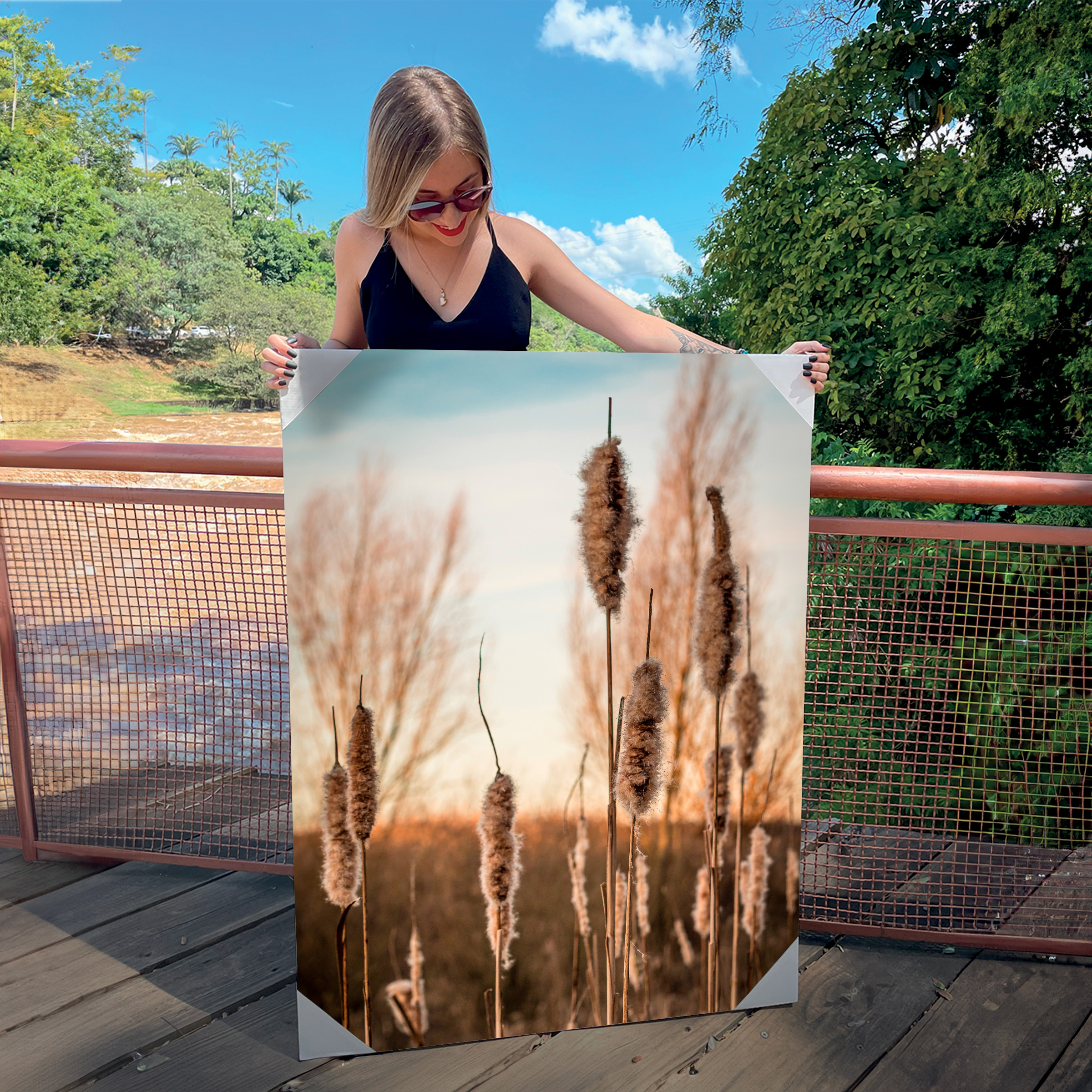 Quadro Decorativo Canvas Paisagem Capim dos Pampas Vertical - Estilo ...