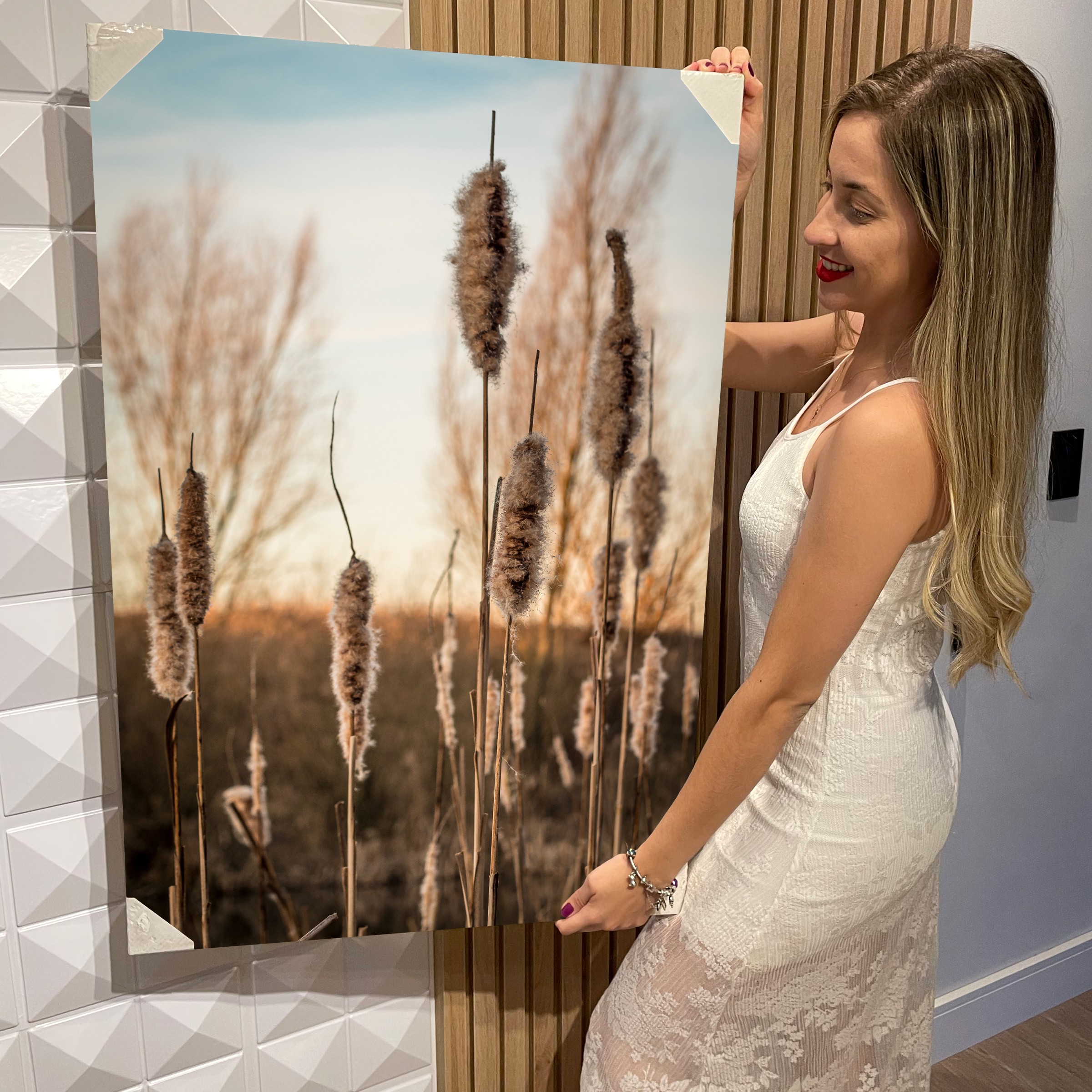 Quadro Decorativo Canvas Paisagem Capim dos Pampas Vertical - Estilo ...