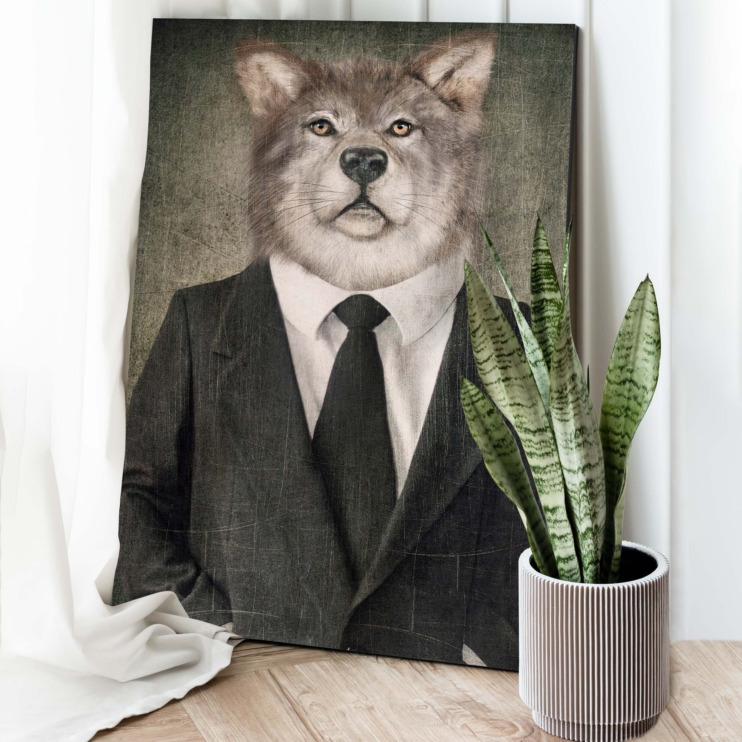 Quadro Decorativo Canvas Animal Silvestre Lobo de Terno - Estilo Arte ...