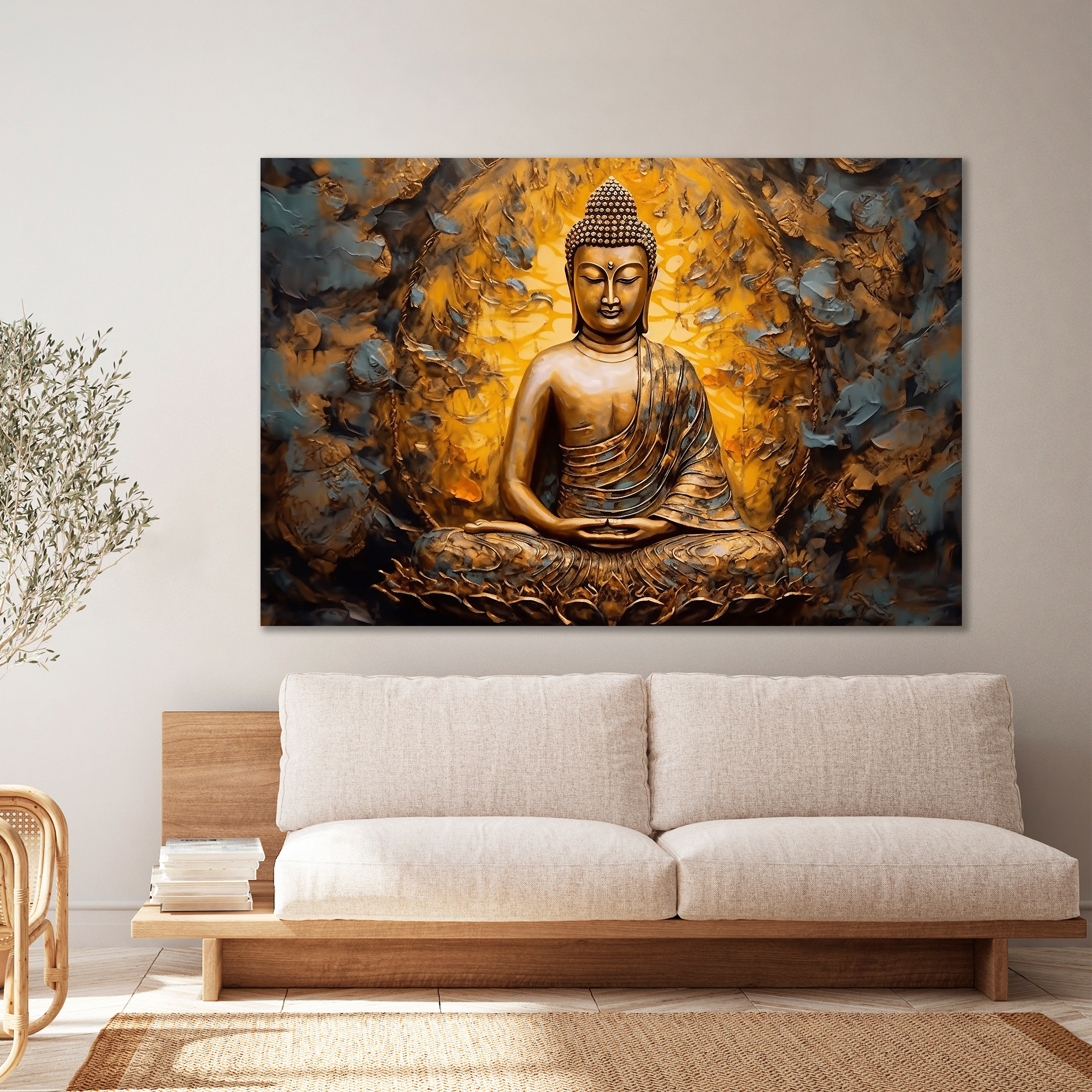 Quadro Decorativo Canvas Religiosos Buda Gold Sentado Meditando ...