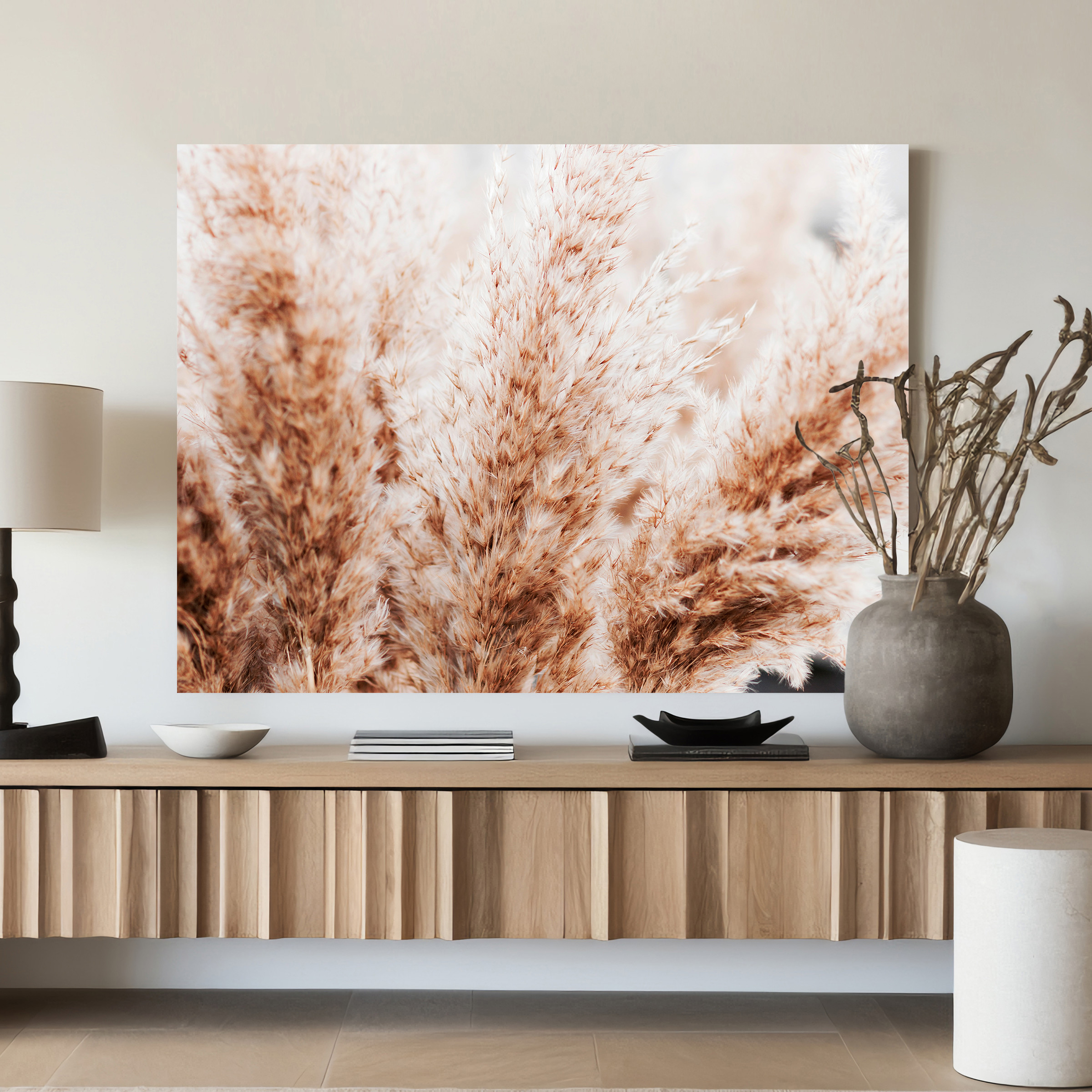 Quadro Decorativo Canvas Paisagem Capim dos Pampas Horizontal - Estilo ...