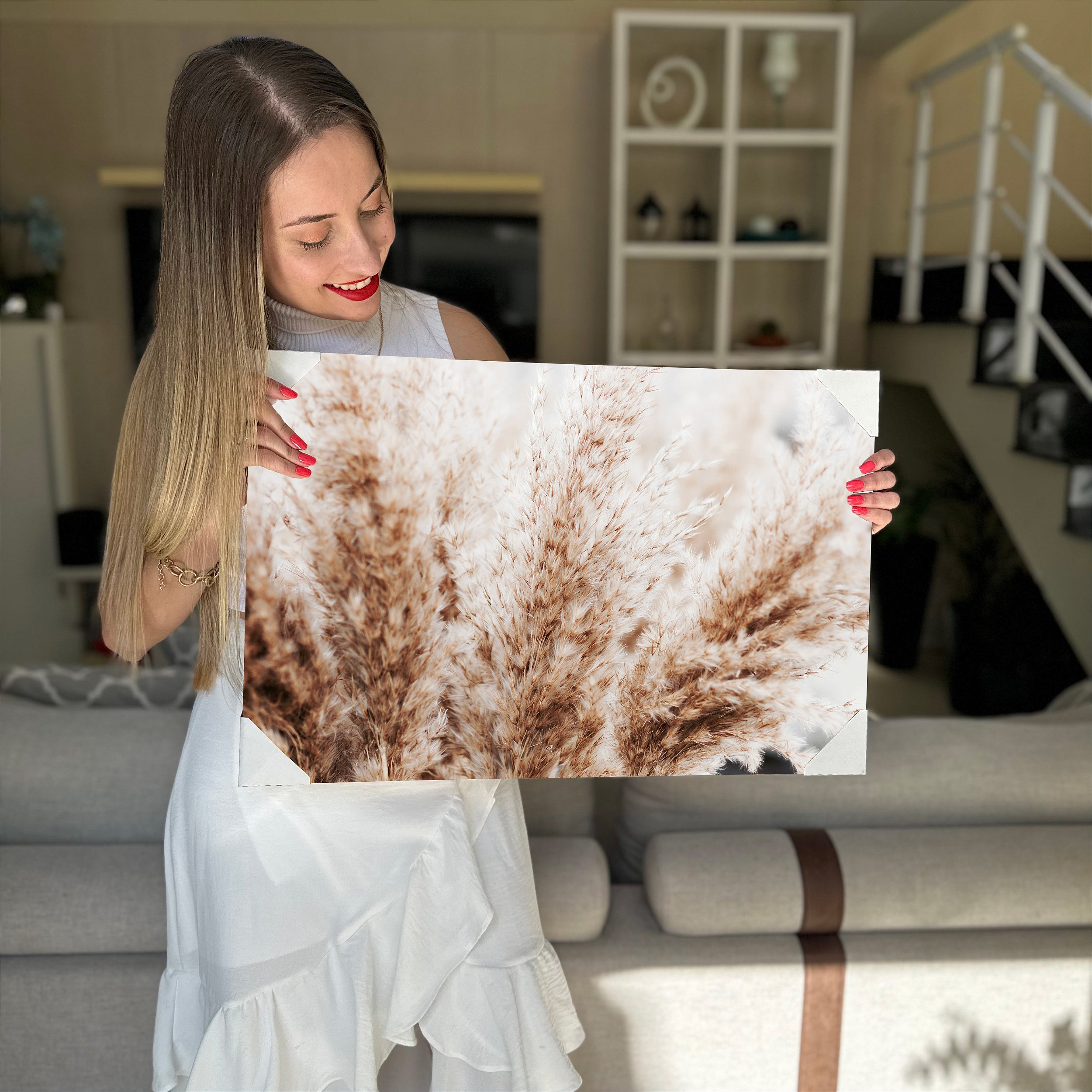 Quadro Decorativo Canvas Paisagem Capim dos Pampas Horizontal - Estilo ...