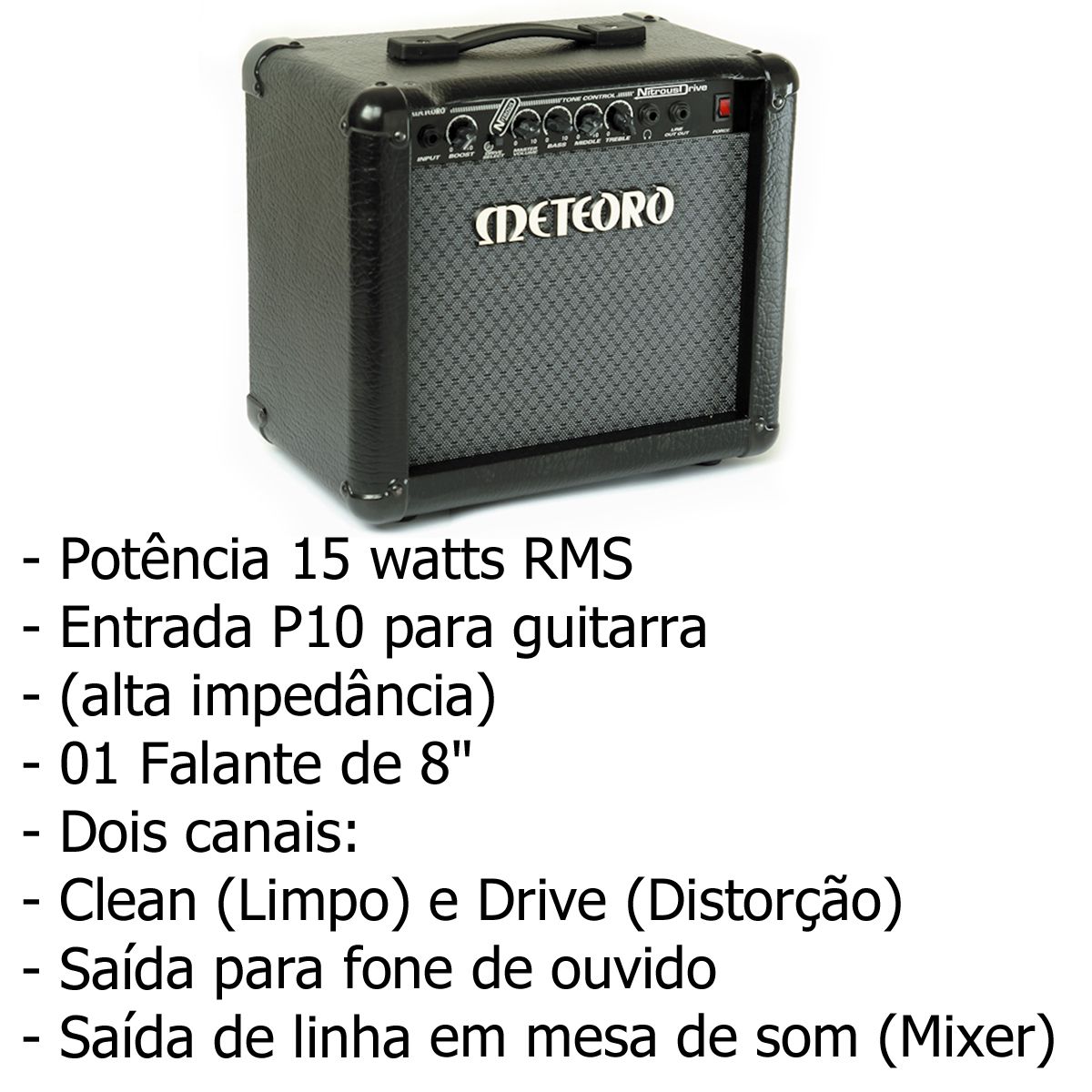 Amplificador para Guitarra - Nitrous Drive 15 - Meteoro - AudioDriver Instrumentos Musicais e ...