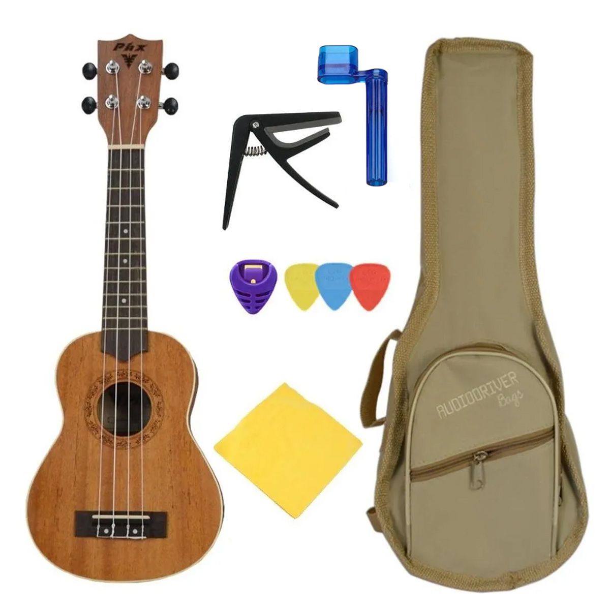 KIT Ukulele Soprano UKP-21 NA PHX com Kit de Acessórios Especial ...