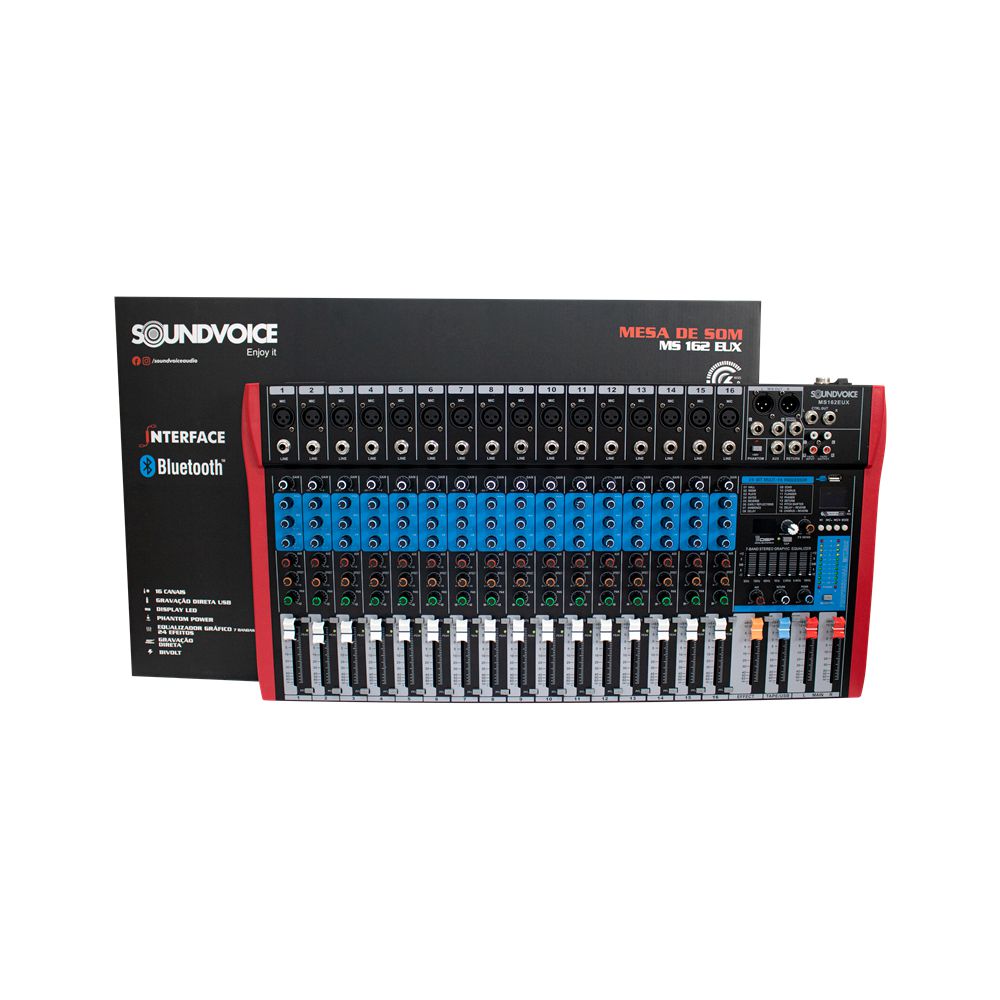 Mesa de Som - MS162 EUX - 16 Canais - Bluetooth - Soundvoice - AudioDriver Instrumentos Musicais ...