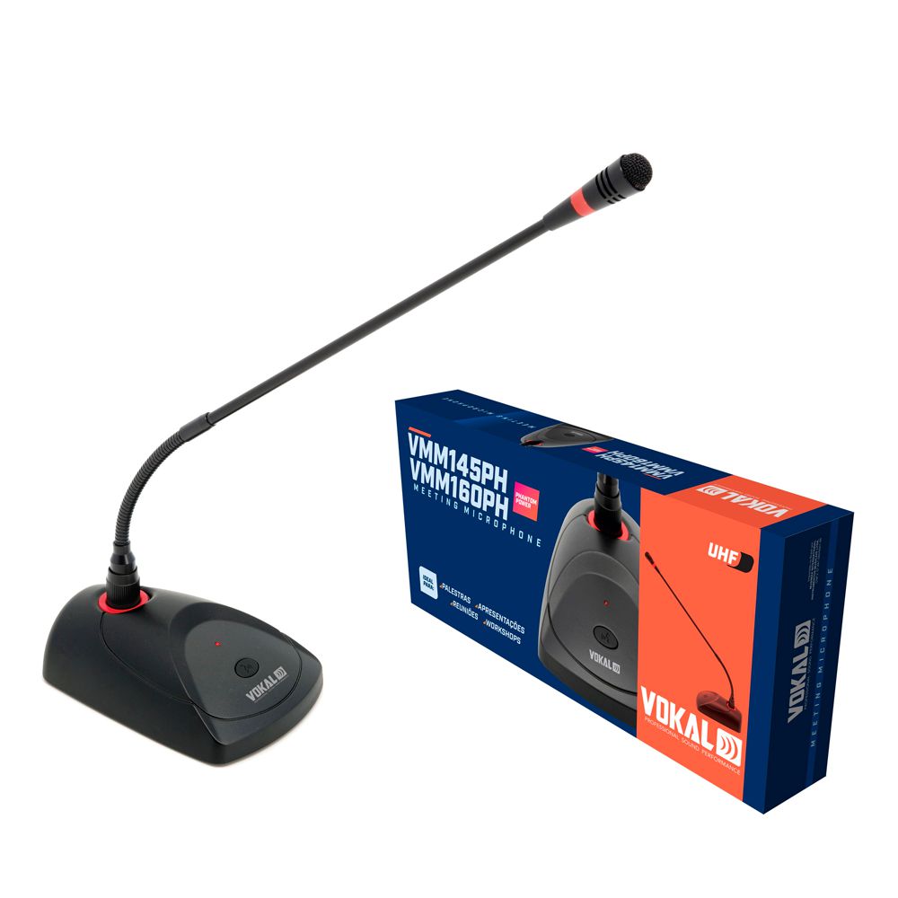 Microfone de Mesa Gooseneck Haste 45 cm Vokal VMM145PH com Phantom ...