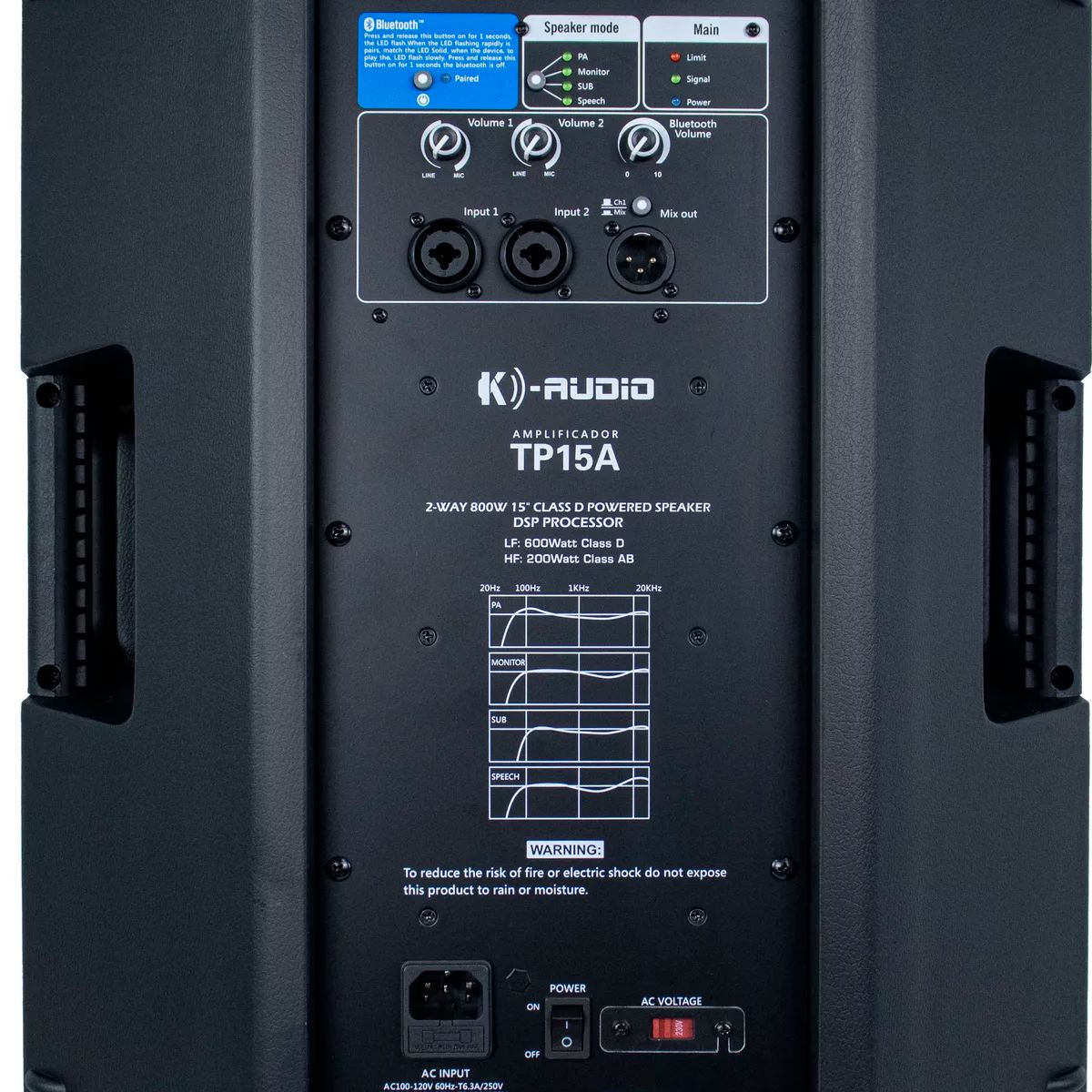 Caixa Ativa 15” 800W Biamplificada Bluetooth K-Audio Kadosh TP15A - AudioDriver Instrumentos ...