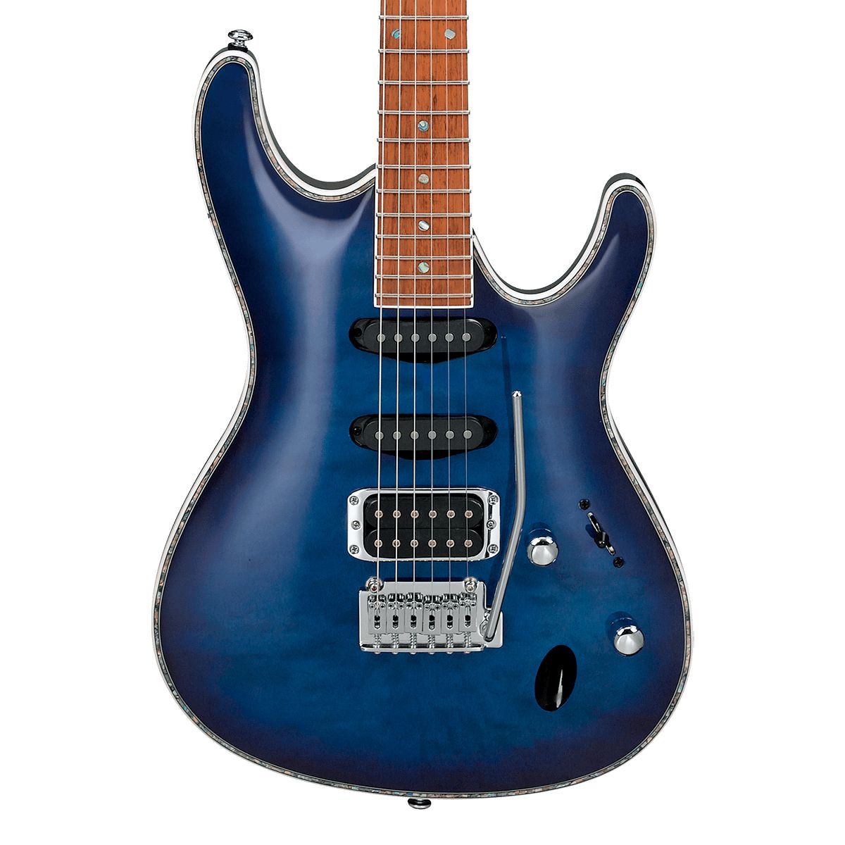 Guitarra Super Strato Ibanez SA360NQM Sapphire Blue com tampo em ...