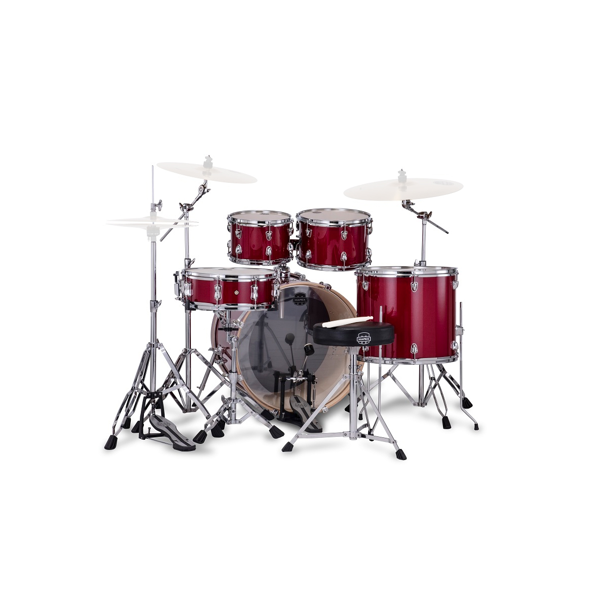 Bateria Mapex Venus VE5295FT Crimson Red Sparkle com Kit de Ferragens ...