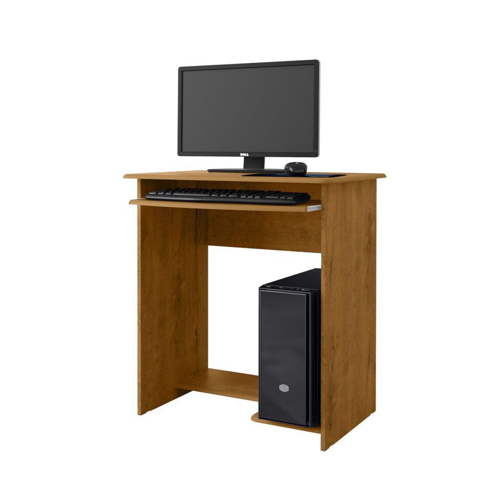 Mesa de computador escrivaninha barata simples freijó - CRB Móveis