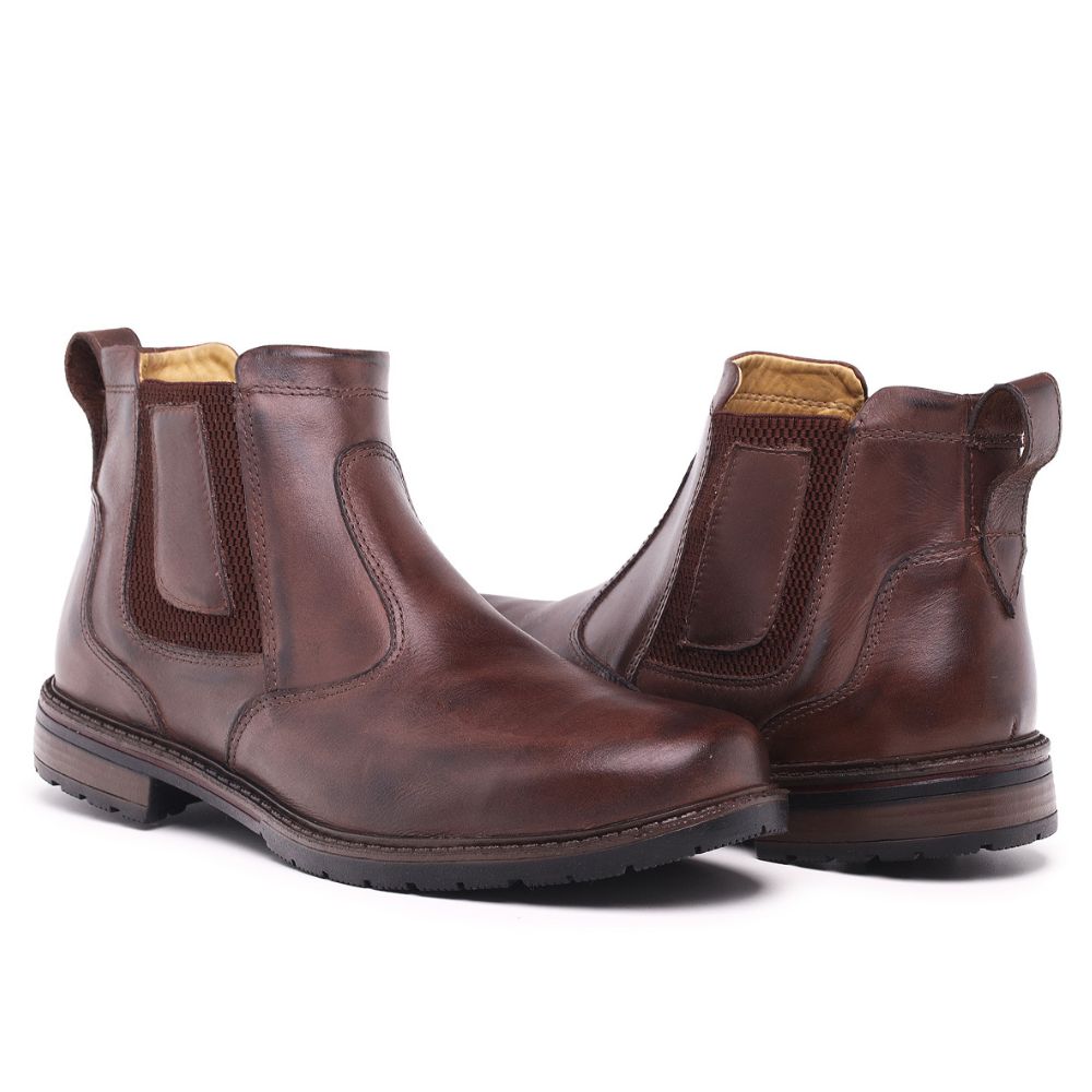 Botina Masculina Chelsea Elástico Lateral Em Couro Legítimo - Sanel Shoes