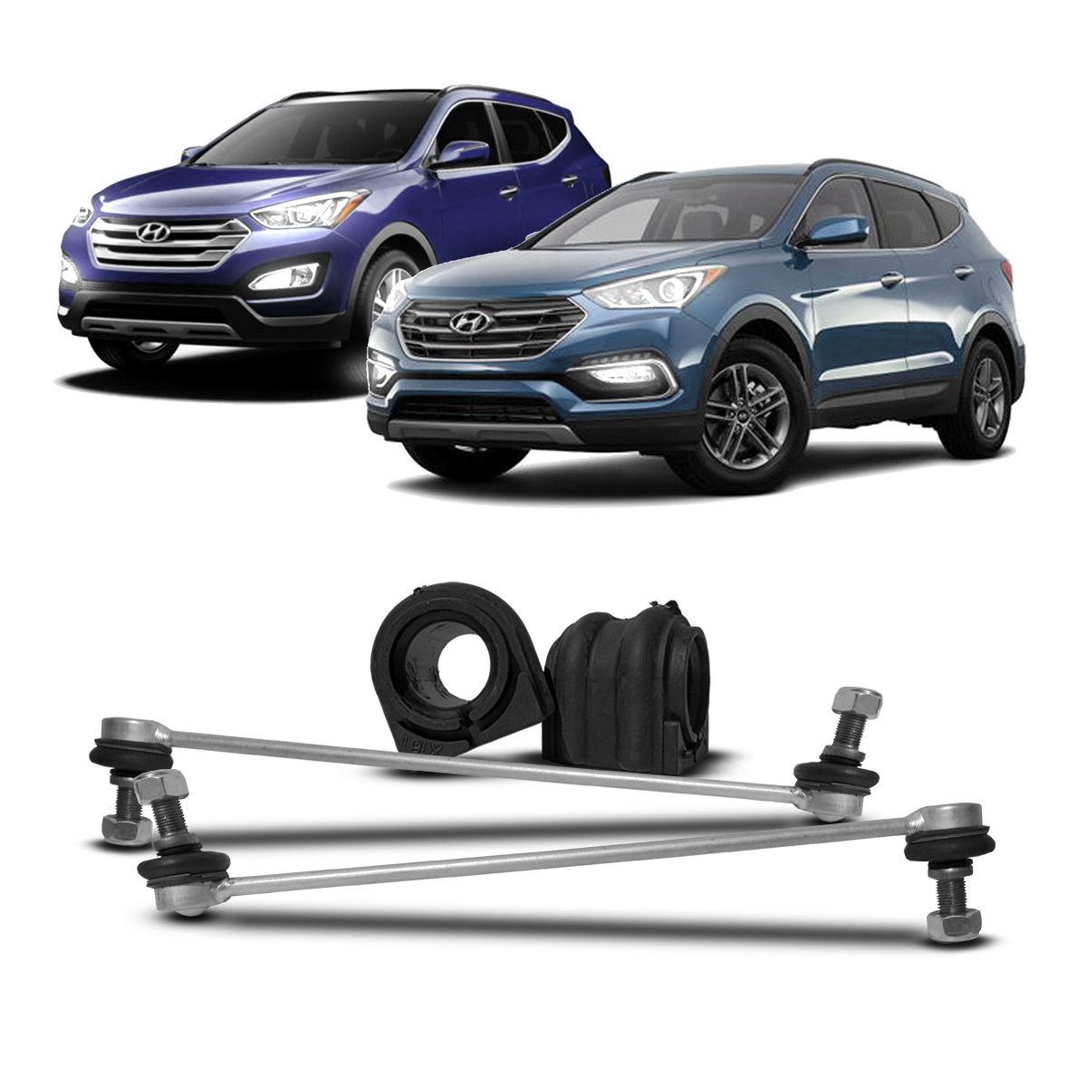 Par Bucha Borracha + Bieleta Tirante Estabilizadora Dianteira Hyundai Santa Fé 3.3 2013 2014 ...