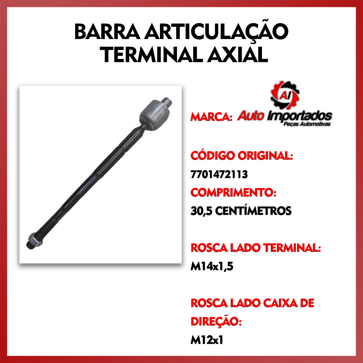 Par Barra Braço Articulação Direção Terminal Axial Dianteiro Renault ...