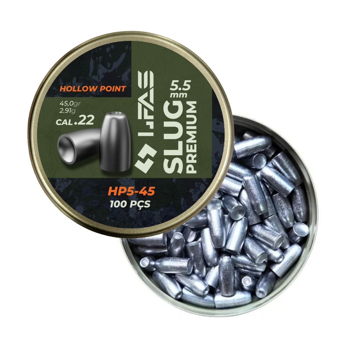 Chumbinho Slug 5.5 Chumbo .22 Premium Pesado PCP 45gr - LFAS - LFAS ...