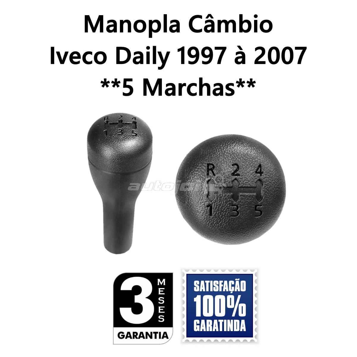 Manopla Alavanca Câmbio Iveco Daily 1997 à 2007 - Preta - autojoi