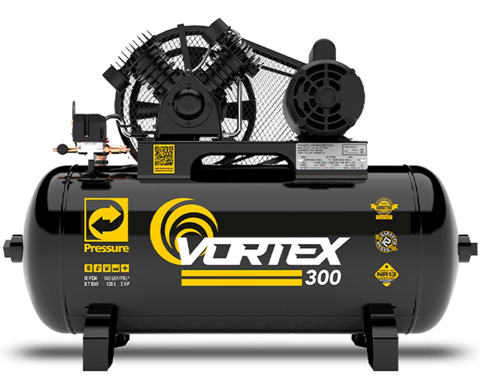 Compressor de Ar Pressure Vortex 10 pés 100 litros com Kit Pistola de ...